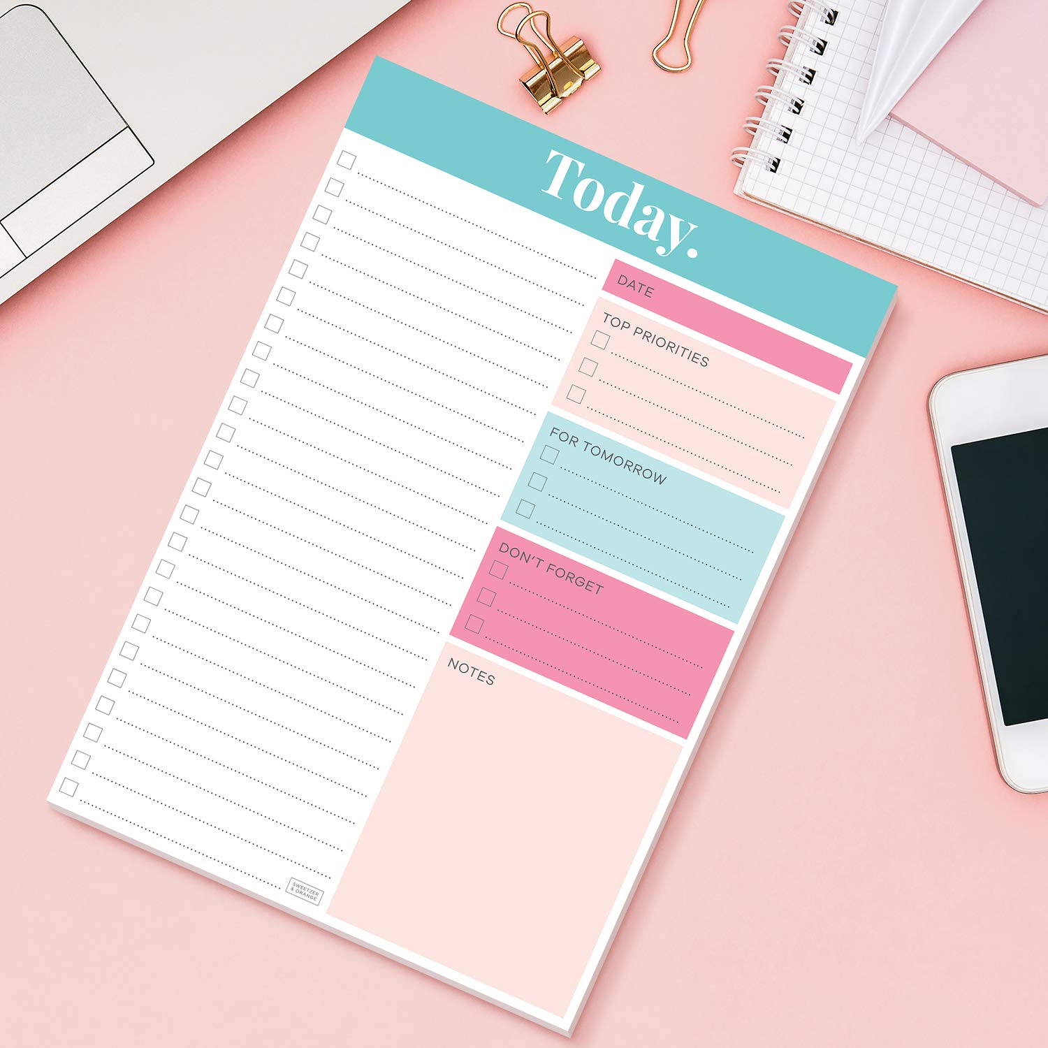 Sweetzer & Orange Daily Planner 2023, Undated Planner To Do List Notepad. 7x10” Day Planner Note Pad. Checklist Productivity Organizer, Work Planner, Academic Planner, Daily To Do List Planner