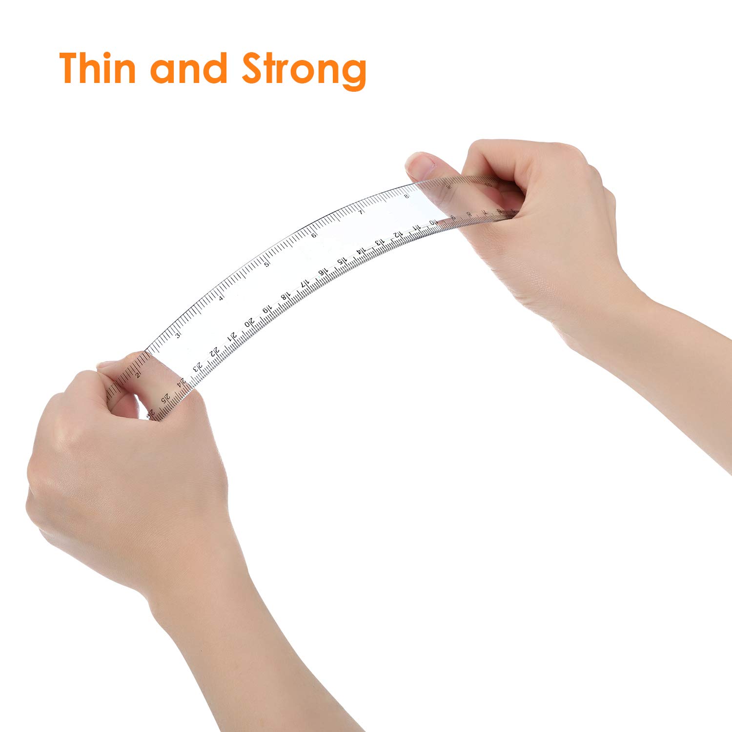 2 Pack Plastic Ruler Straight Ruler Plastic Measuring Tool for Student School Office (Clear, 12 Inch)