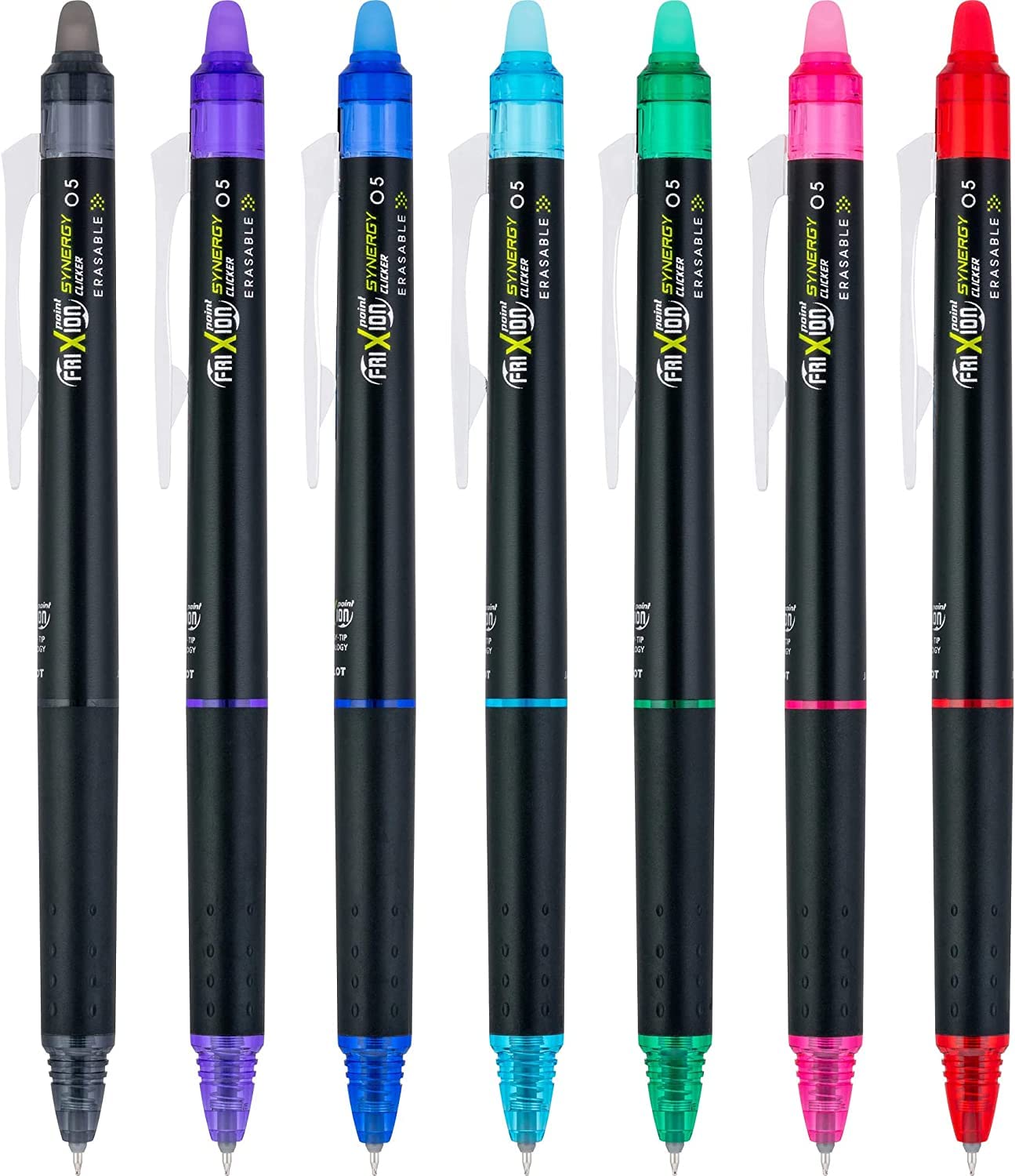 PILOT Pen 17478 FriXion Synergy Clicker Erasable, Refillable & Retractable Gel Ink Pens, Extra Fine Point, Assorted Ink Colors, 7-Pack