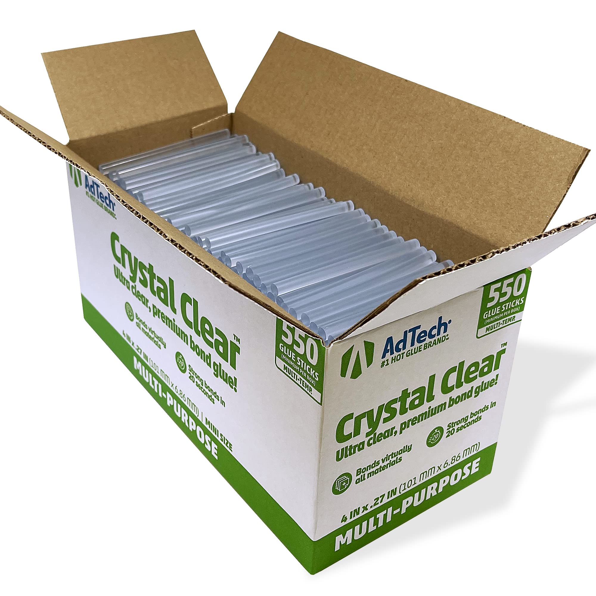AdTech 220-345-5 Hot Glue, 4 Inch Mini Size, Clear, 550 Sticks, 80 Ounce