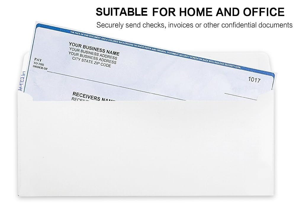 #10 Security Self-Seal Envelopes, No.10 Windowless Bussiness Envelopes, Security Tinted with Printer Friendly Design - Size 4-1/8 x 9-1/2 Inch - White - 24 LB - 500 Count