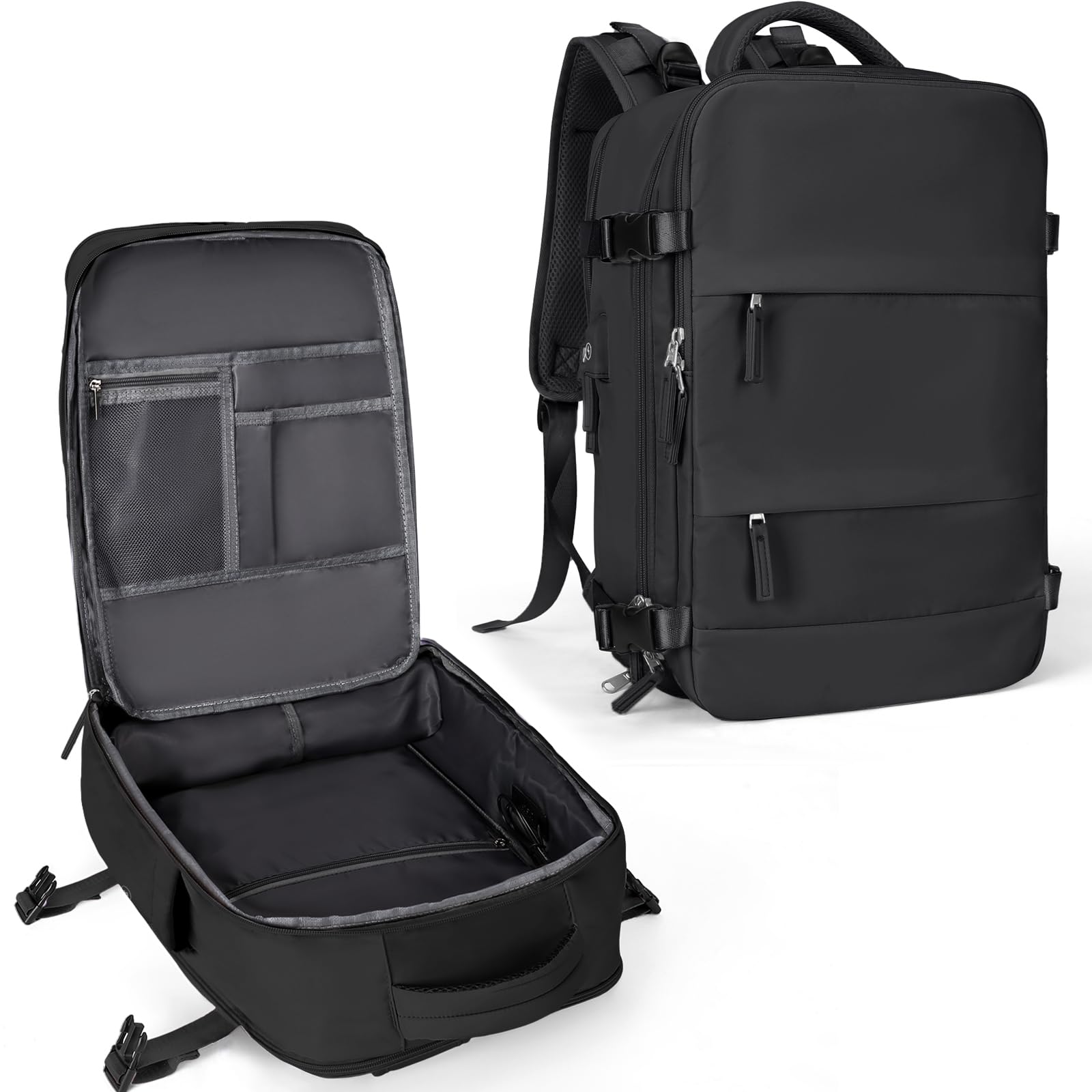 coowoz Large Travel Backpack Women, Carry On Backpack,Hiking Backpack Waterproof Outdoor Sports Rucksack Casual Daypack School Bag Fit 15.6 Inch Laptop with USB Charging Port Shoes Compartment