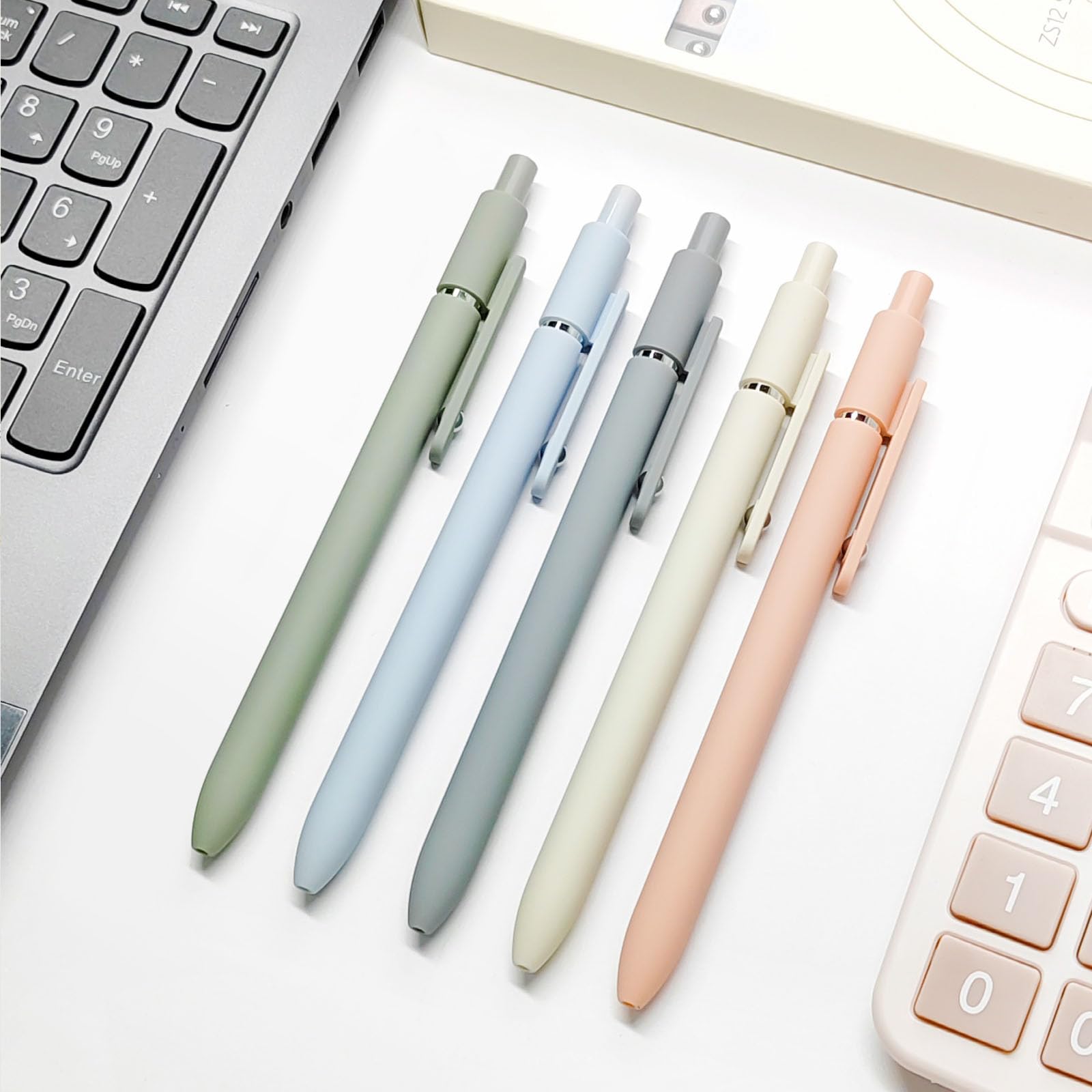 Gel Pens, 5 Pcs 0.5mm Japanese Black Ink Pens Fine Point Smooth Writing Pens, High-End Series Retractable Pens for Journaling Note Taking, Cute Office School Supplies Gifts for Women Men (Morandi)