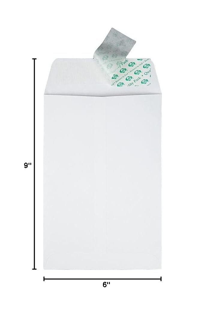 Quality Park 6 x 9 Catalog Envelopes with Self Seal Closure, for Mailing, Storage and Organizing, 28 lb. White Wove, 100 per Box (QUA44182)