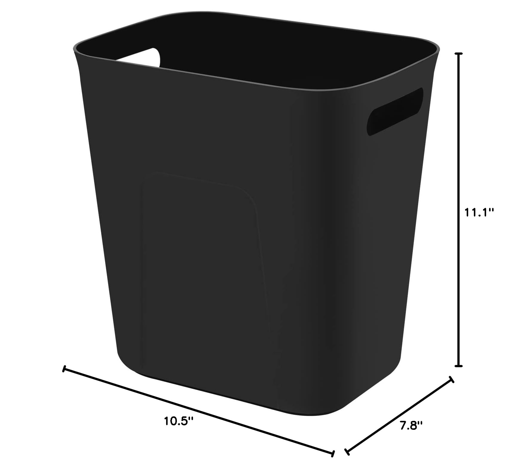 UUJOLY Plastic Small Trash Can Wastebasket, Garbage Container Basket for Bathrooms, Laundry Room, Kitchens, Offices, Kids Rooms, Dorms, 3.5 Gallon, Black