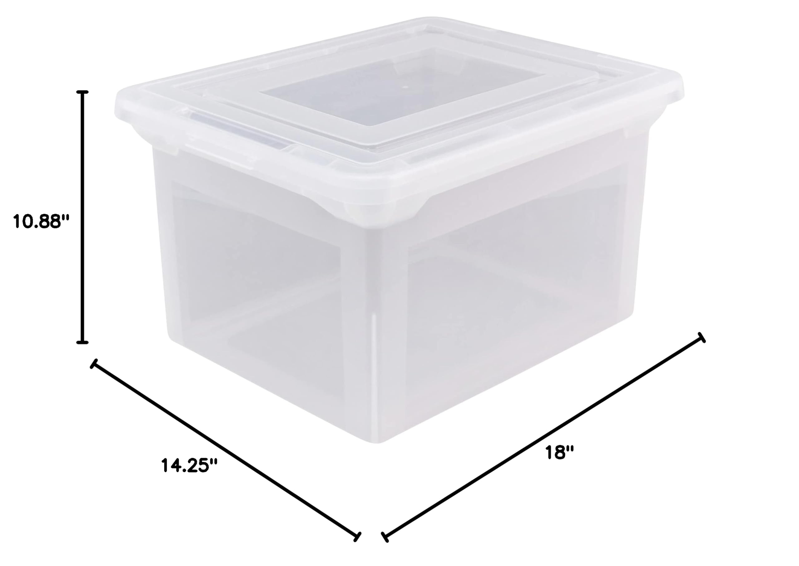 Office Depot® Brand Letter And Legal File Tote, 18"L x 14 1/4"W x 10 7/8"H, Clear
