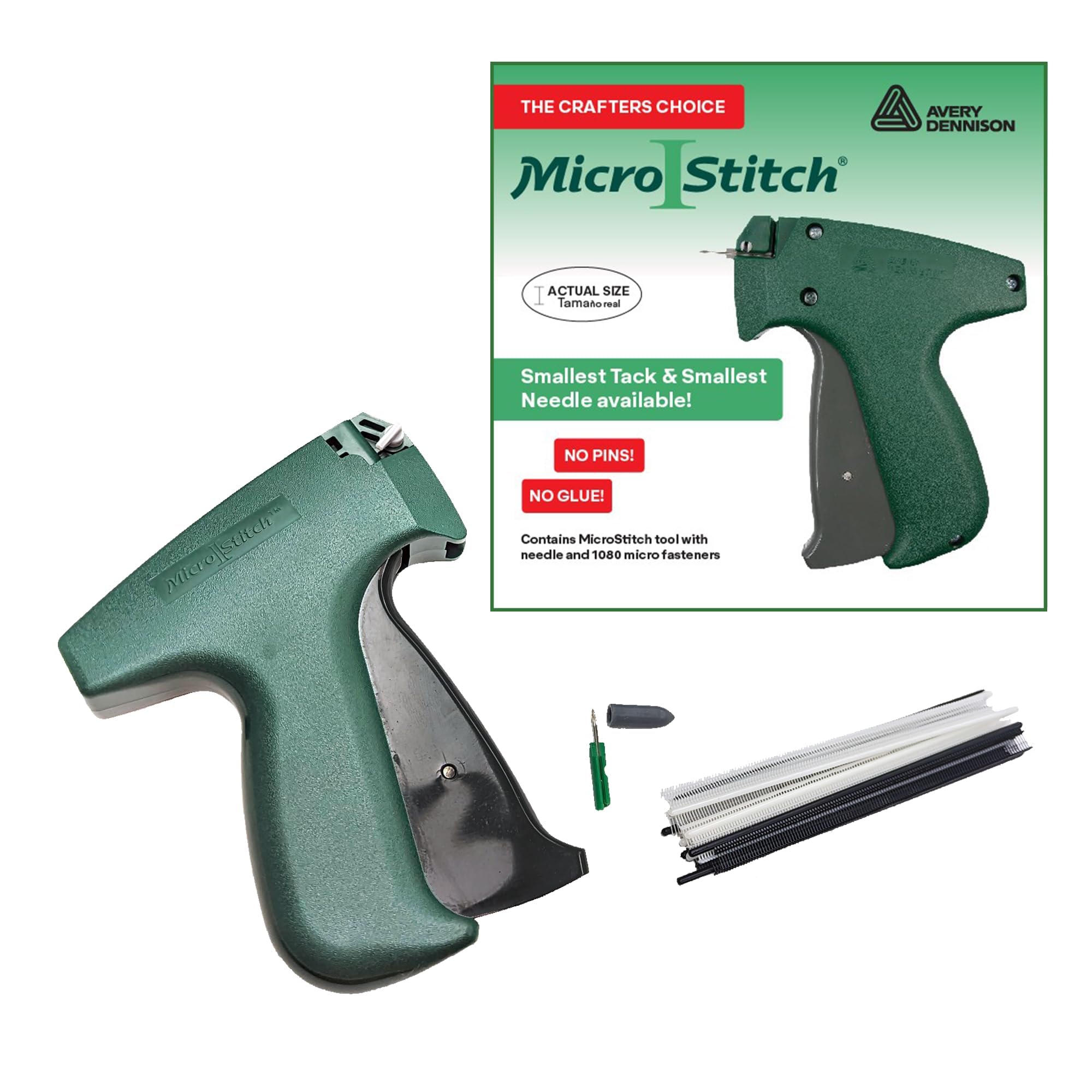 MicroStitch Tagging Gun Kit – Includes 1 Needle, 540 Black Fasteners & 540 White Fasteners (Starter Kit)