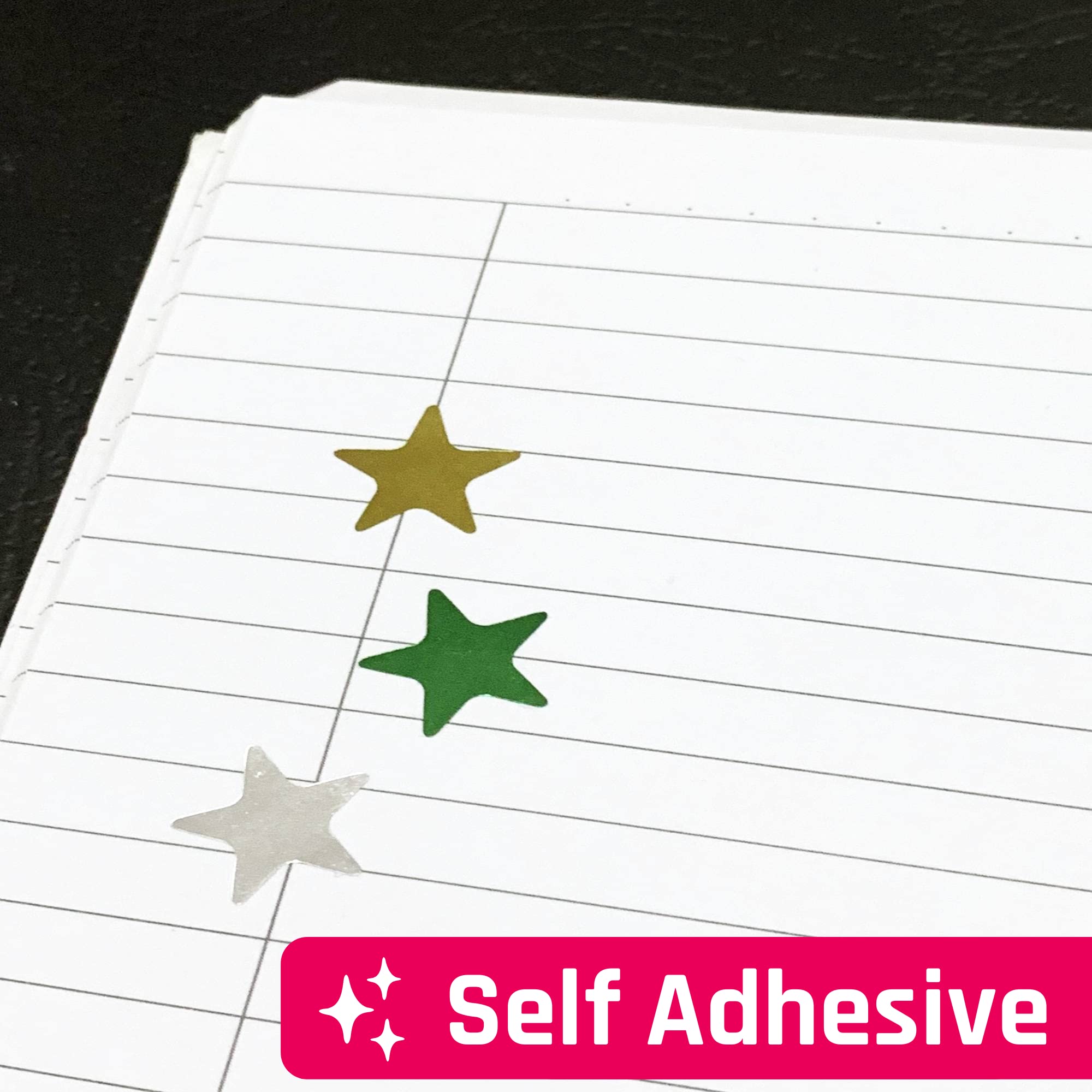 8 Colors, 1000 Pack, Foil Star Metallic Stickers, 0.6" Diameter