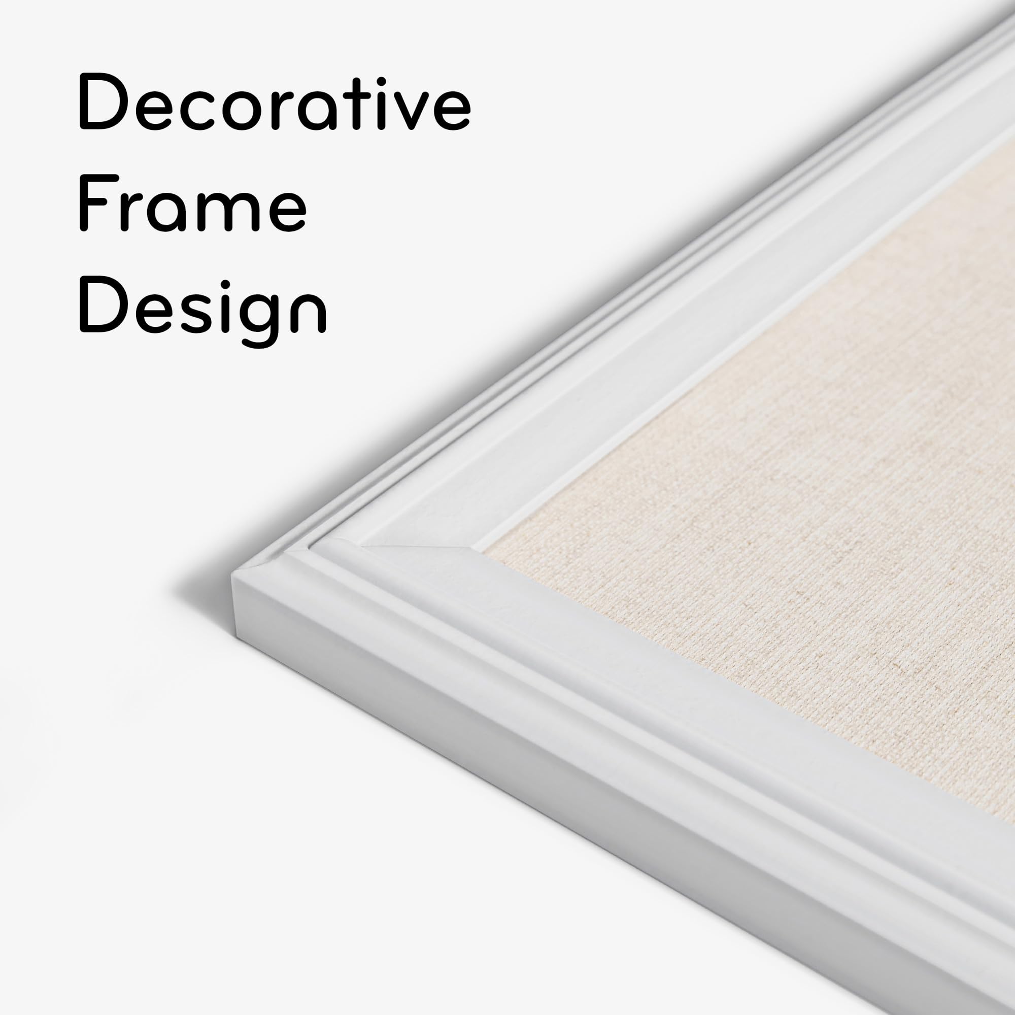 U Brands Farmhouse Linen Bulletin Board, 30 x 20 Inches, White Wood Frame (2074U00-01)
