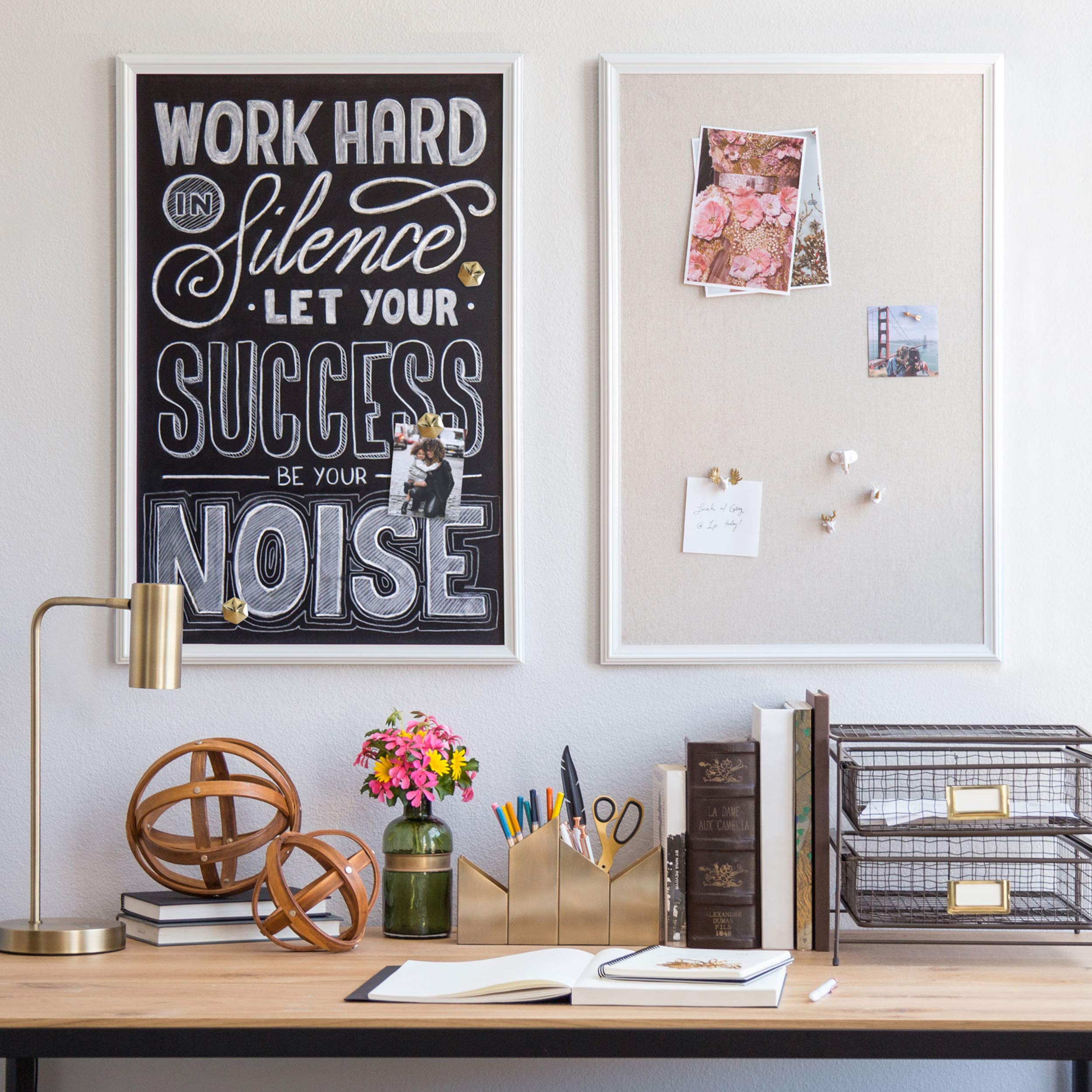 U Brands Farmhouse Linen Bulletin Board, 30 x 20 Inches, White Wood Frame (2074U00-01)