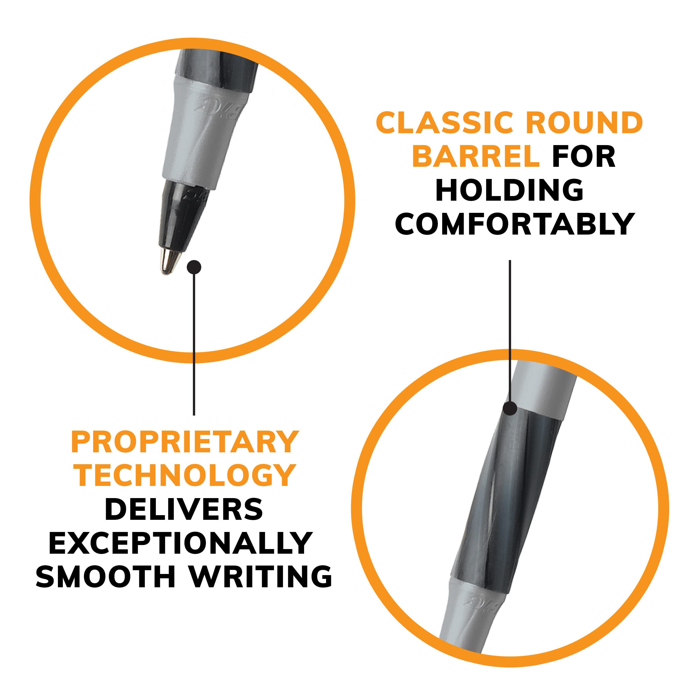 BIC Round Stic Grip Xtra Comfort Ballpoint Pen, Medium Point (1.2mm), Black, 12-Count