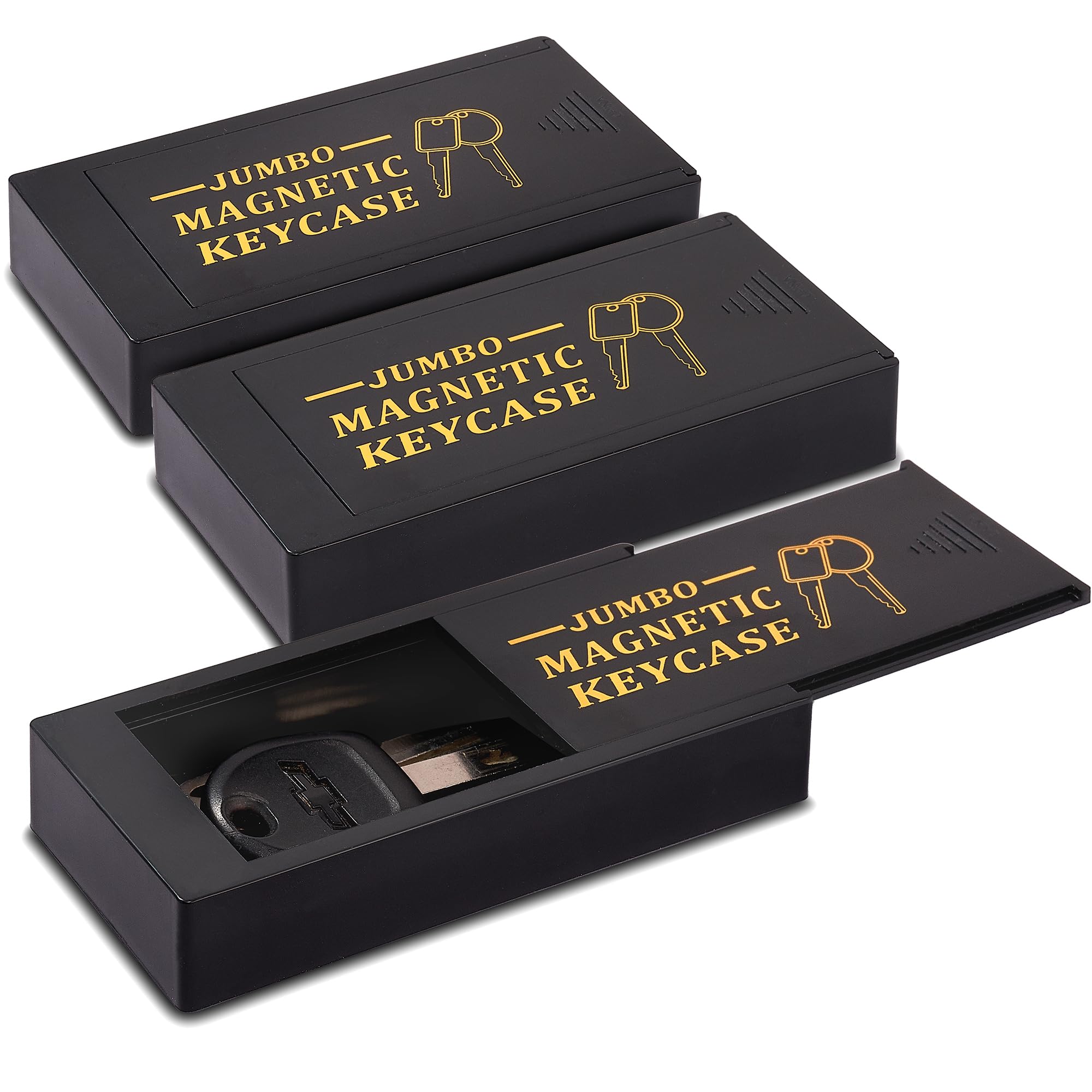 Hide A Key Magnetic Key Holder Under Car - Hide A Key for Your Car So You Never Lock Out - Plastic Magnet Key Hider to Store a Spare Key for Your Home, Storage, Office, or Vehicle - 3 pack - by RamPro