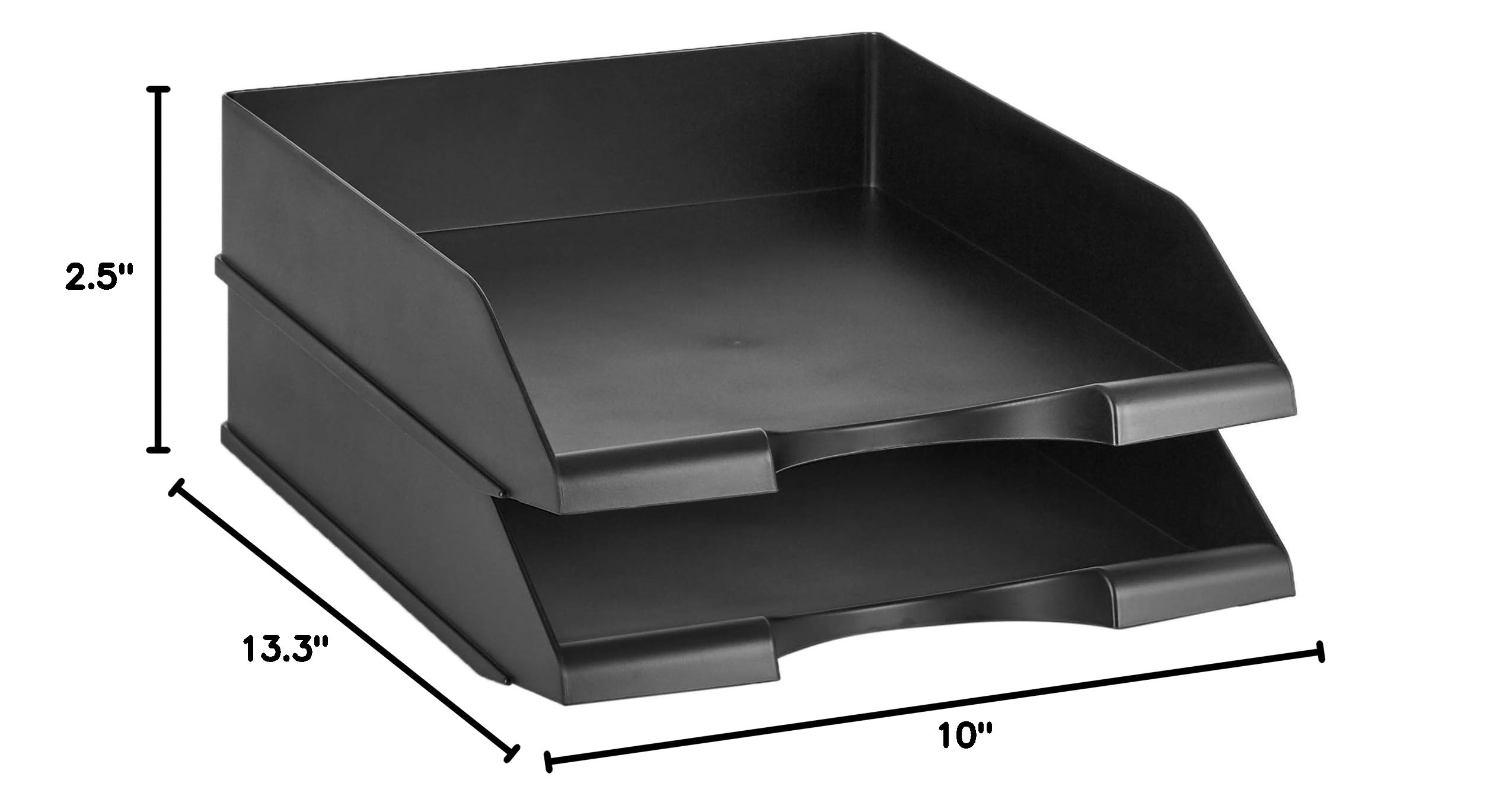 Amazon Basics Stackable Office Letter Organizer Desk Tray - Pack of 2, Black