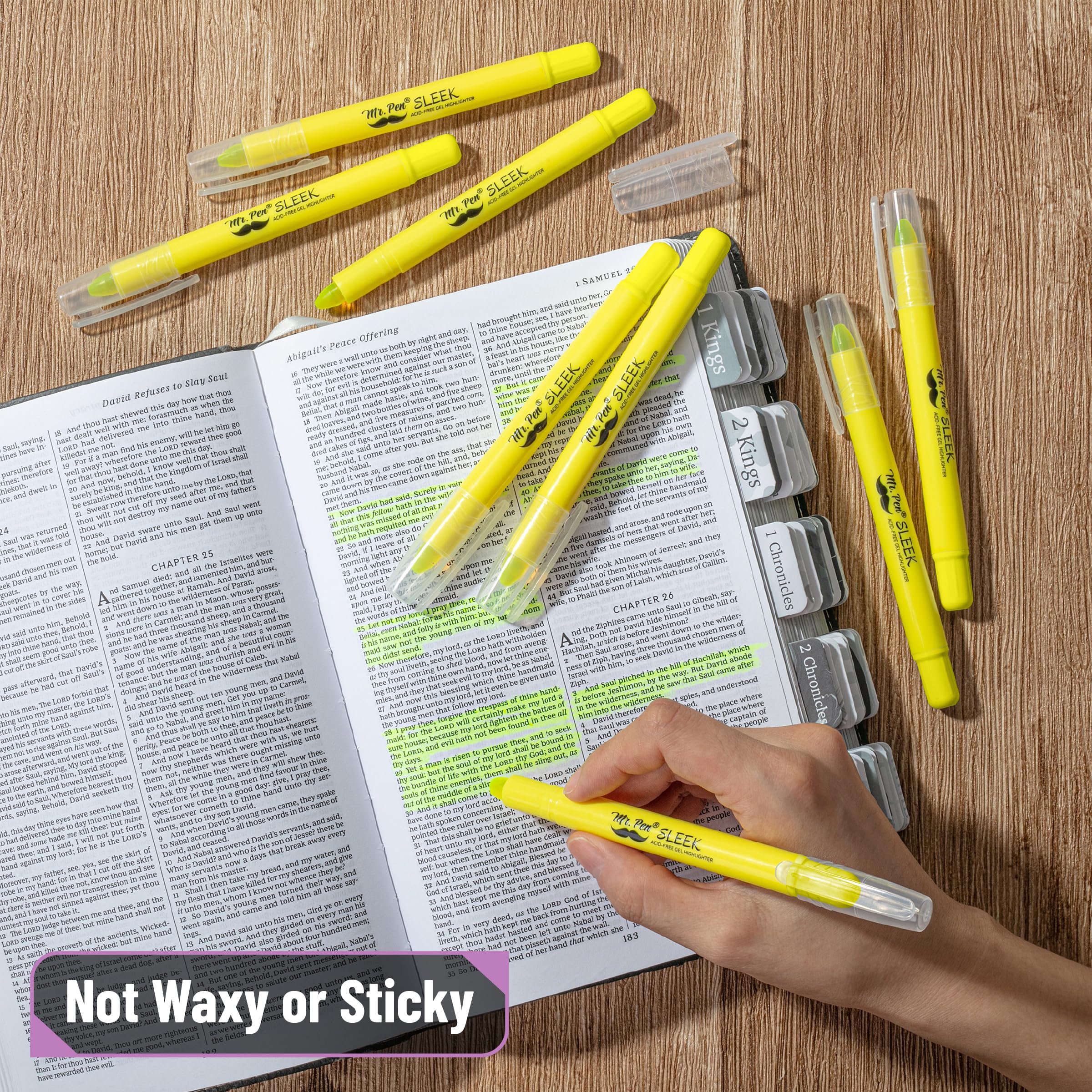Mr. Pen- No Bleed Gel Highlighter, Bible Highlighters, Yellow, Pack of 8, Gel Highlighters