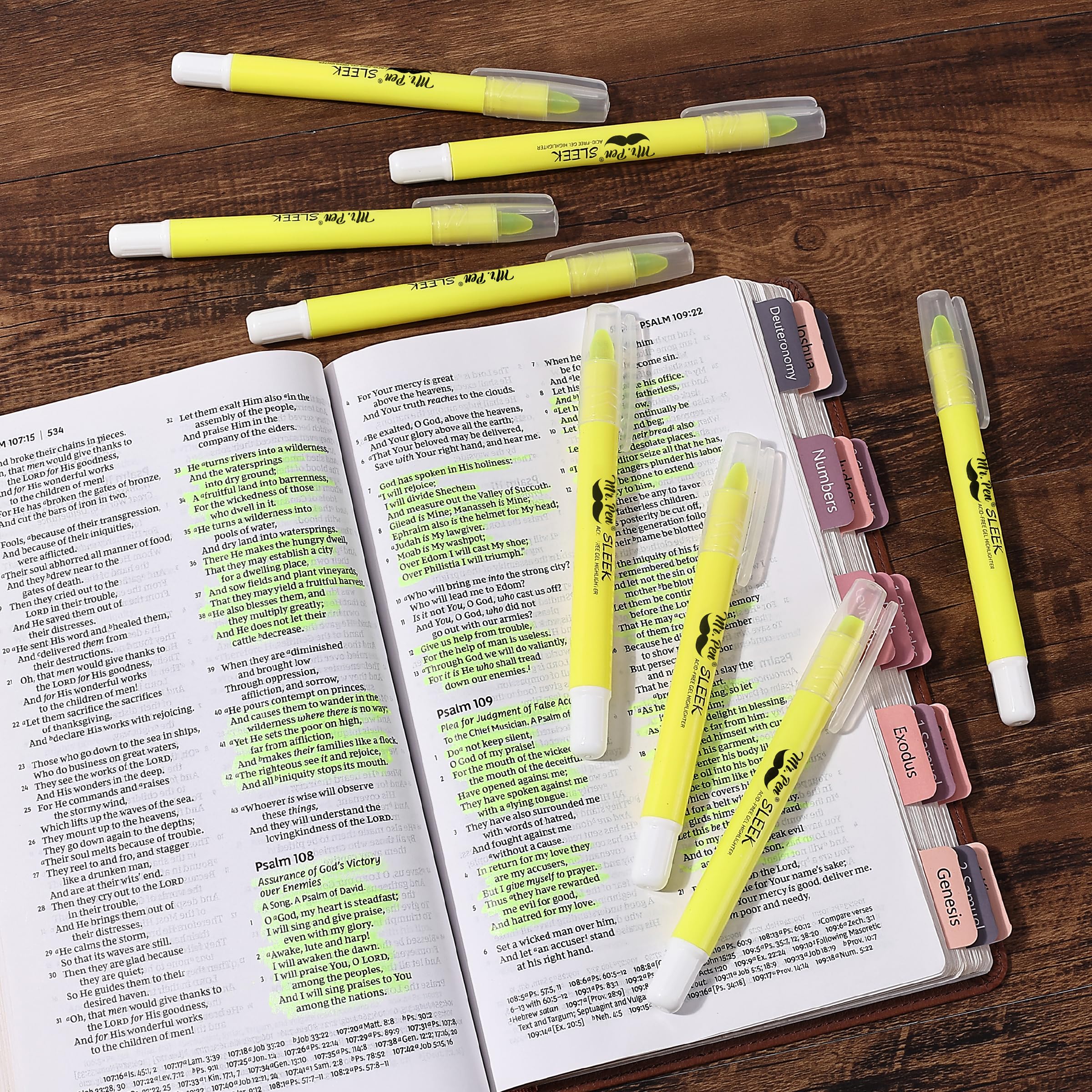 Mr. Pen- No Bleed Gel Highlighter, Bible Highlighters, Yellow, Pack of 8, Gel Highlighters
