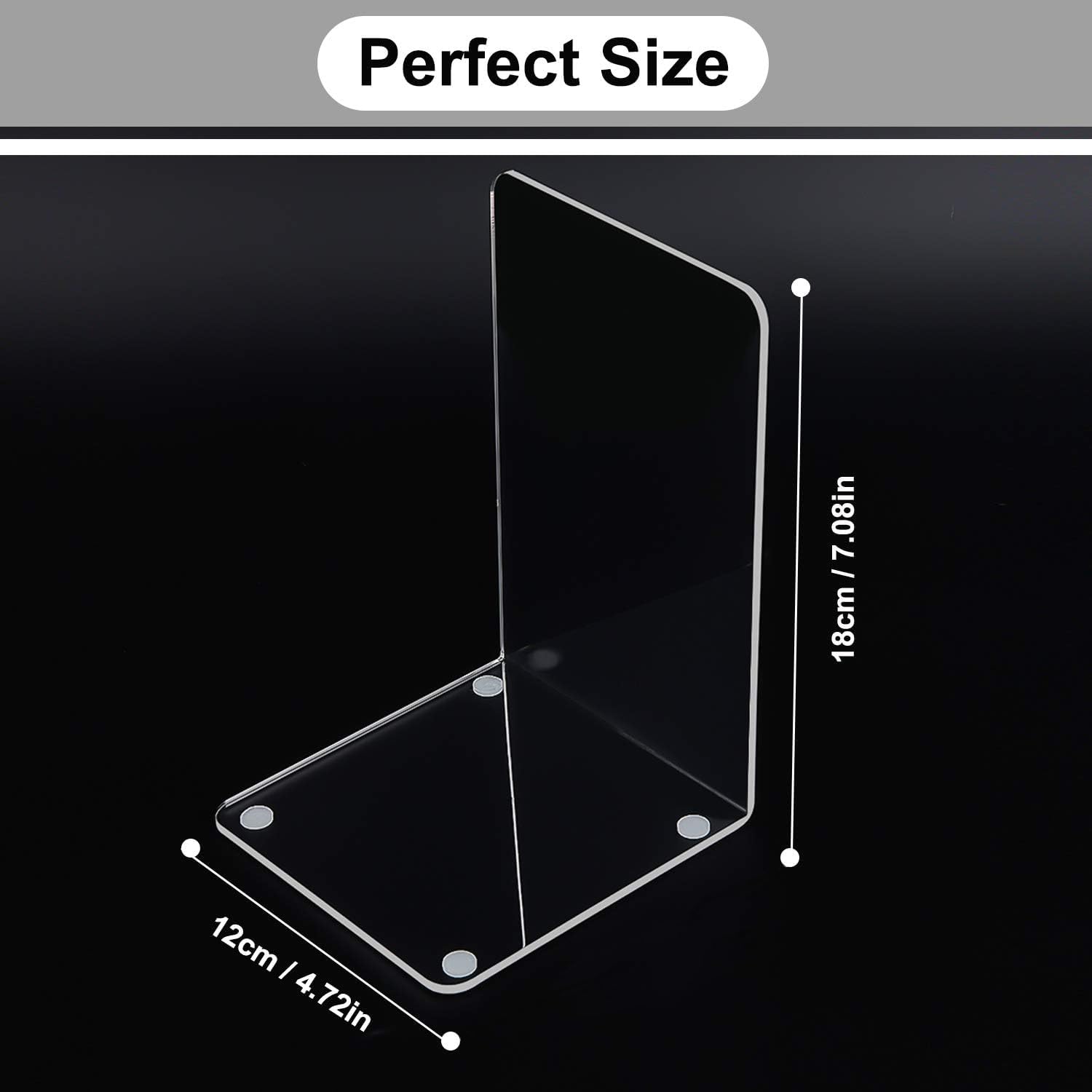 MerryNine Plastic Acrylic Bookends Pair Organizer Bookshelf Decor Decorative Bedroom Library Office School Supplies Stationery Gift (Plastic Acrylic_1 Pairs)