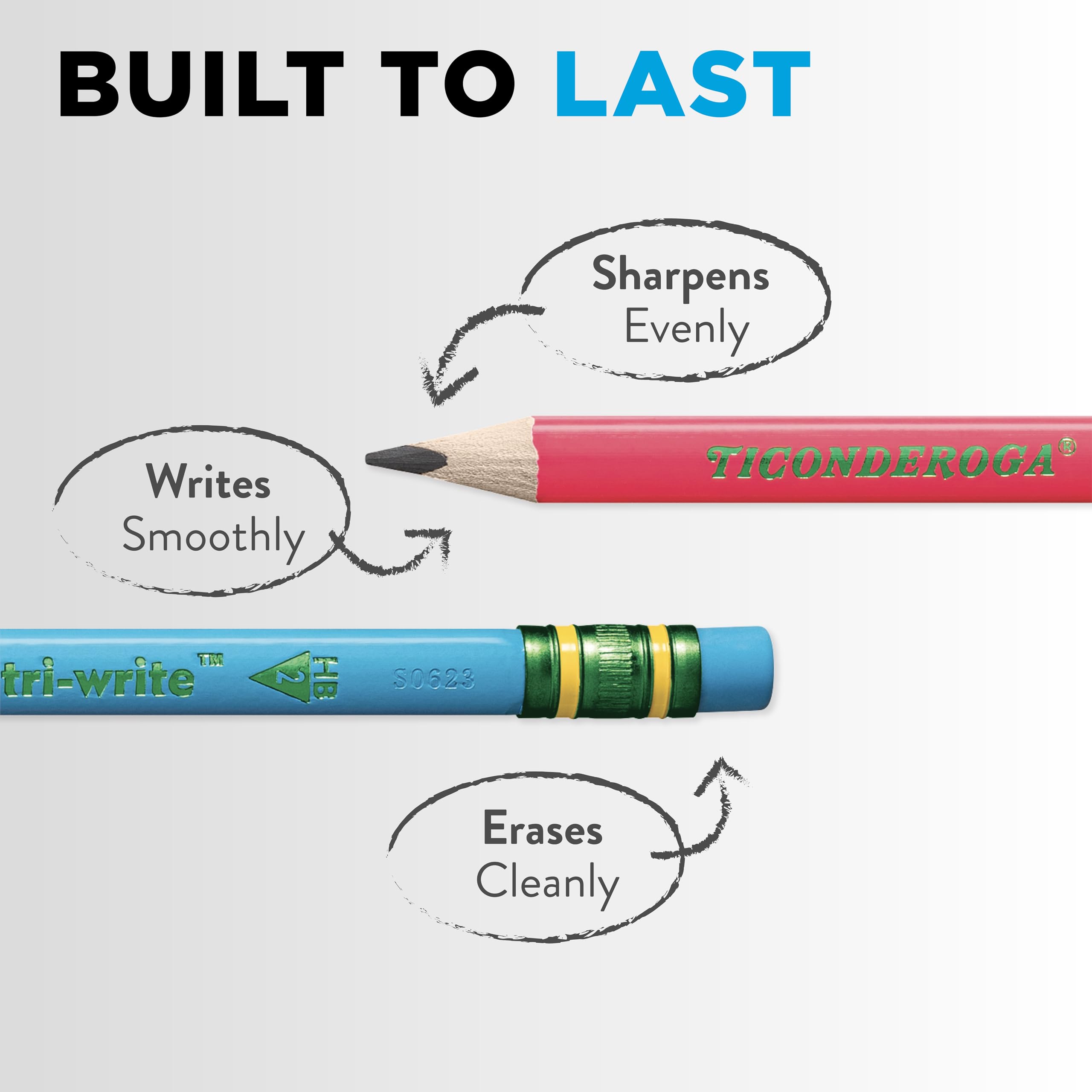 Ticonderoga My First Tri-Write Wood-Cased Pencils, Neon Colors, 12 Count (X13012)