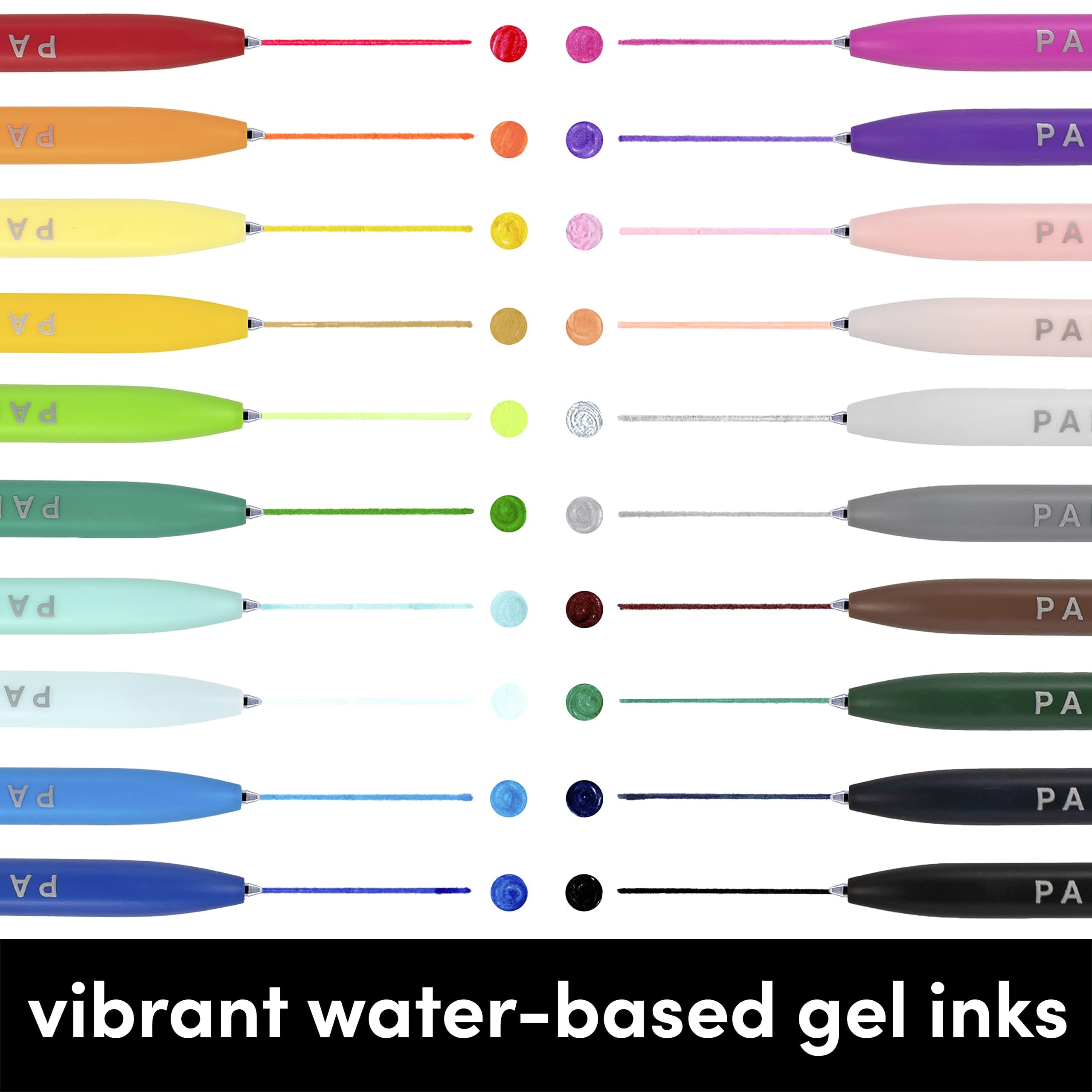 PAPERAGE Gel Pen With Retractable Extra Fine Point (0.5mm), 20 Colored Pen Set for Bullet Style Journals, Notebooks, Planners, Calendars, Notes & Drawing, Use at Home, Office, School, Crafts