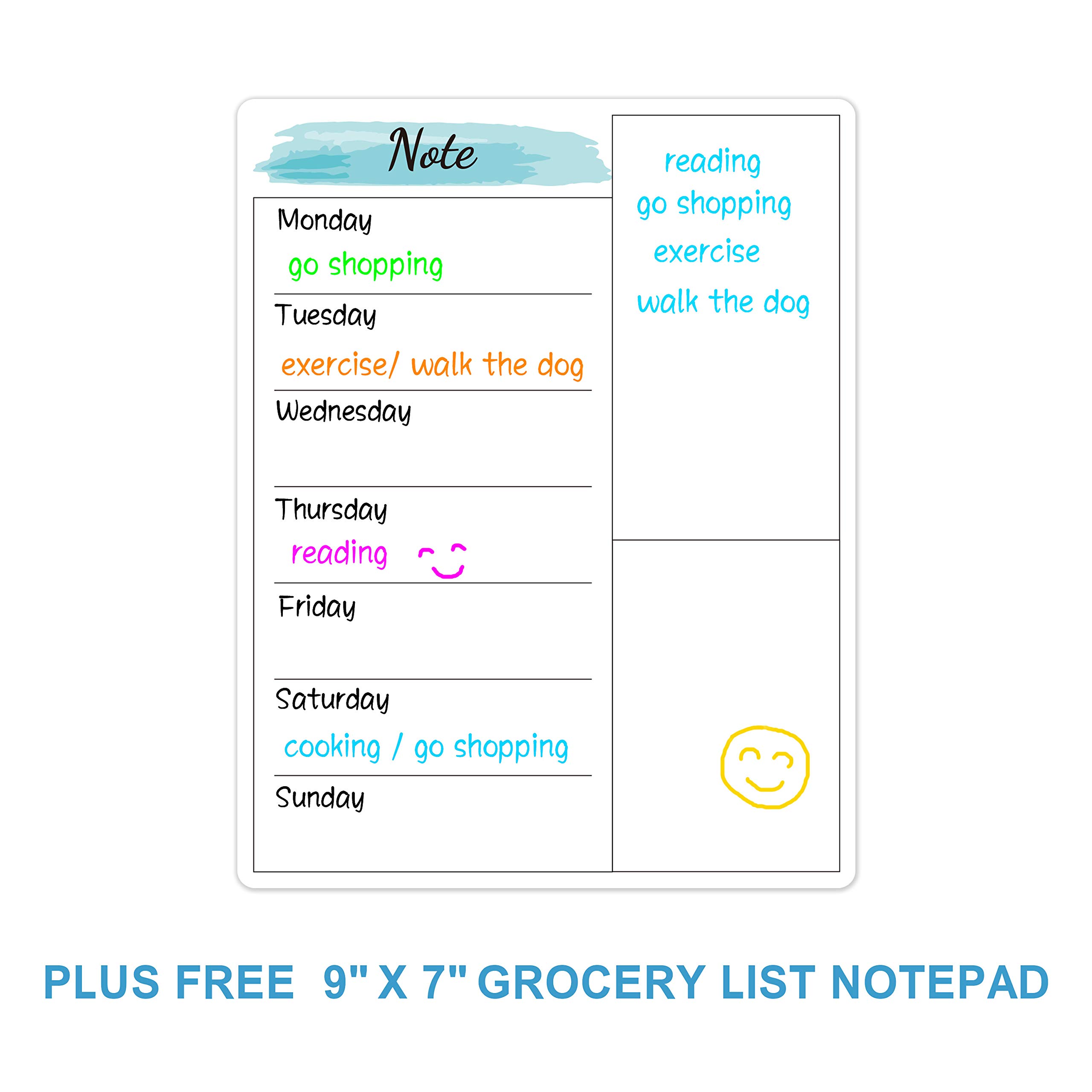Dry Erase Fridge Magnetic Calendar - White Board Magnetic Calendar for Refrigerator Magnetic Calendar Kitchen Decor, 15"x 11.5", Calendar with Thin Protective Film and Grocery List Magnet Pad