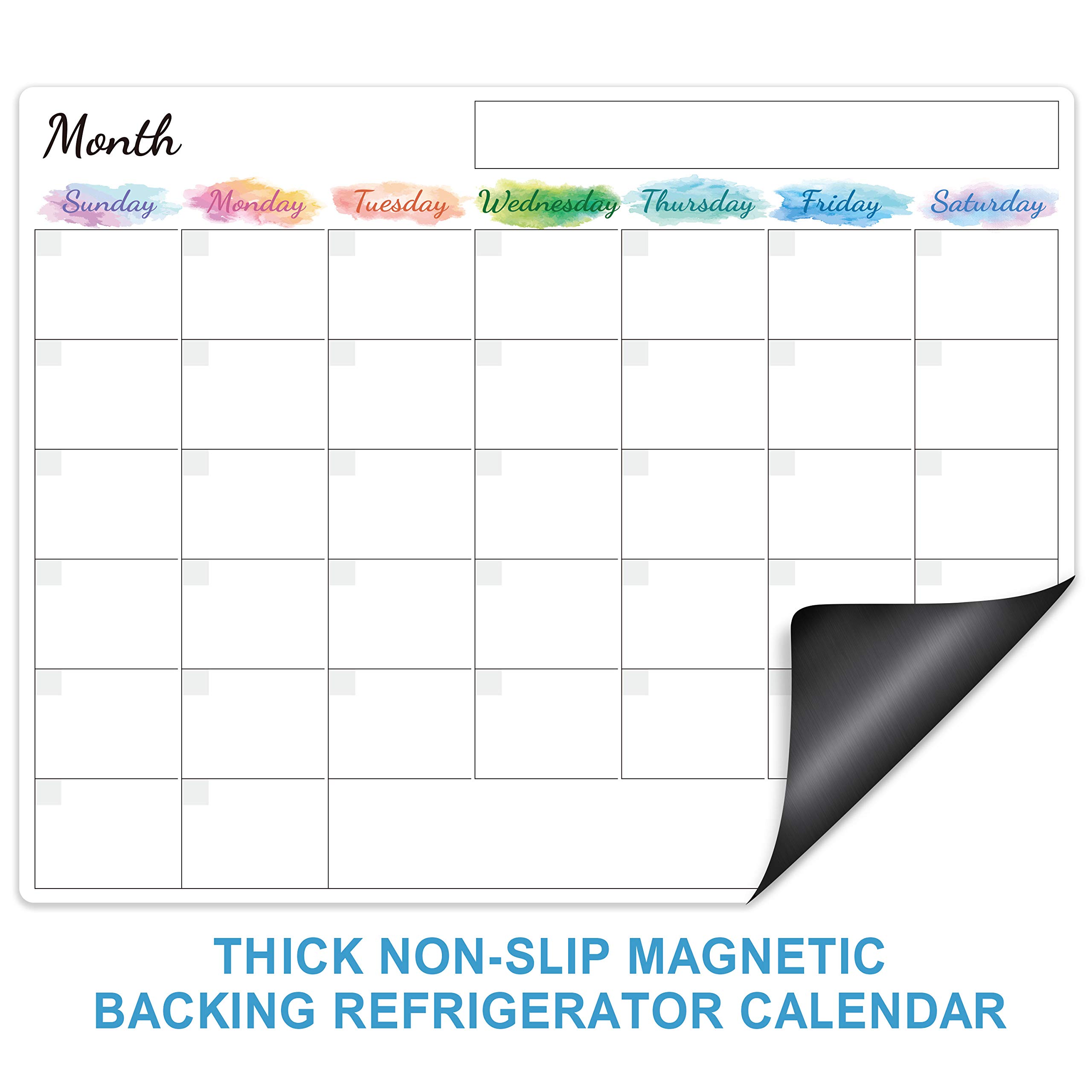 Dry Erase Fridge Magnetic Calendar - White Board Magnetic Calendar for Refrigerator Magnetic Calendar Kitchen Decor, 15"x 11.5", Calendar with Thin Protective Film and Grocery List Magnet Pad