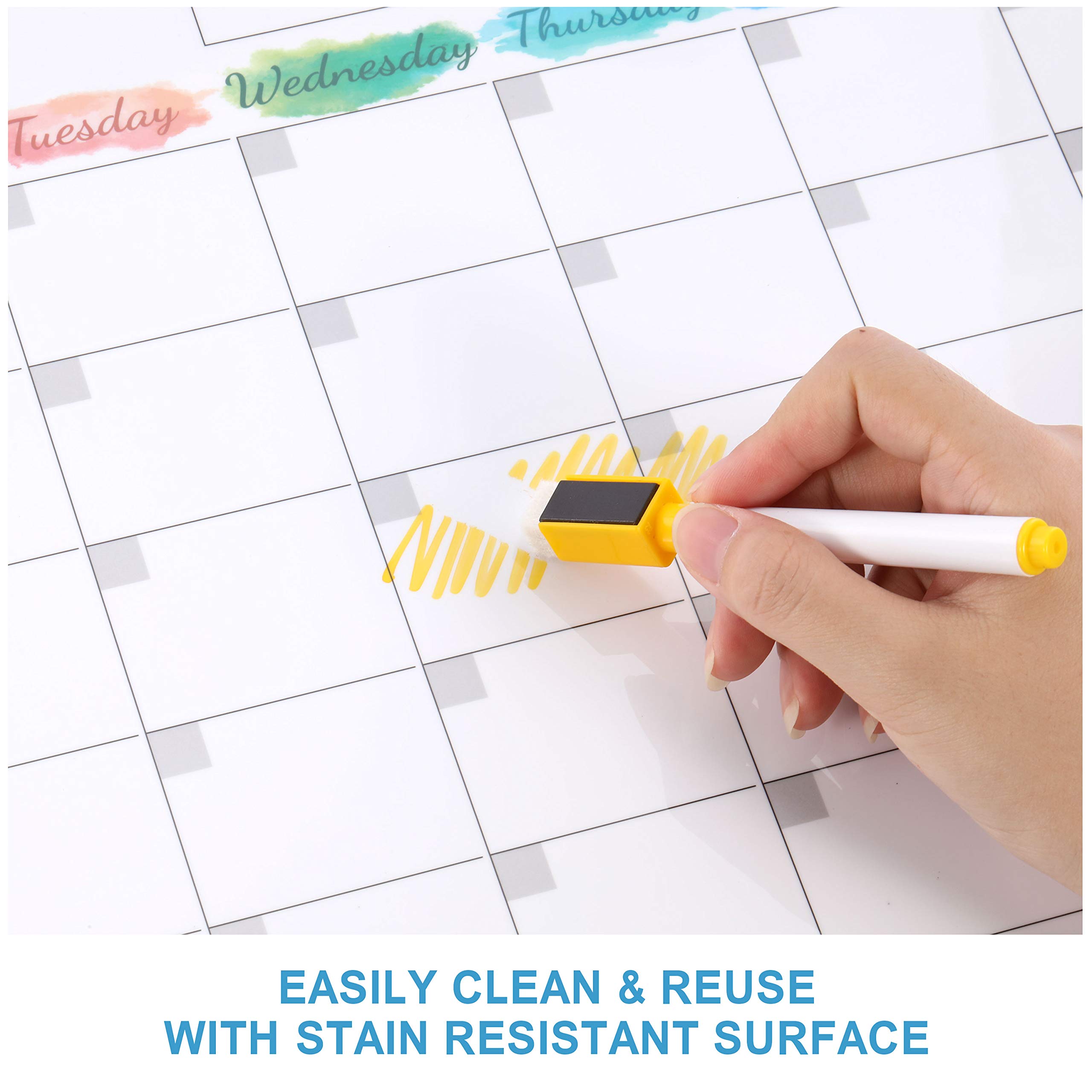 Dry Erase Fridge Magnetic Calendar - White Board Magnetic Calendar for Refrigerator Magnetic Calendar Kitchen Decor, 15"x 11.5", Calendar with Thin Protective Film and Grocery List Magnet Pad
