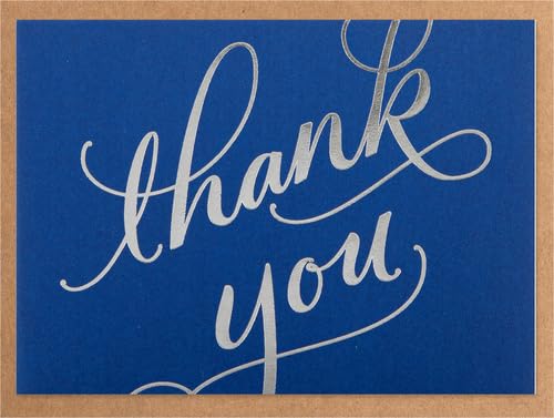 Hallmark Thank You Cards (Silver Foil Script, 40 Thank You Notes and Envelopes)