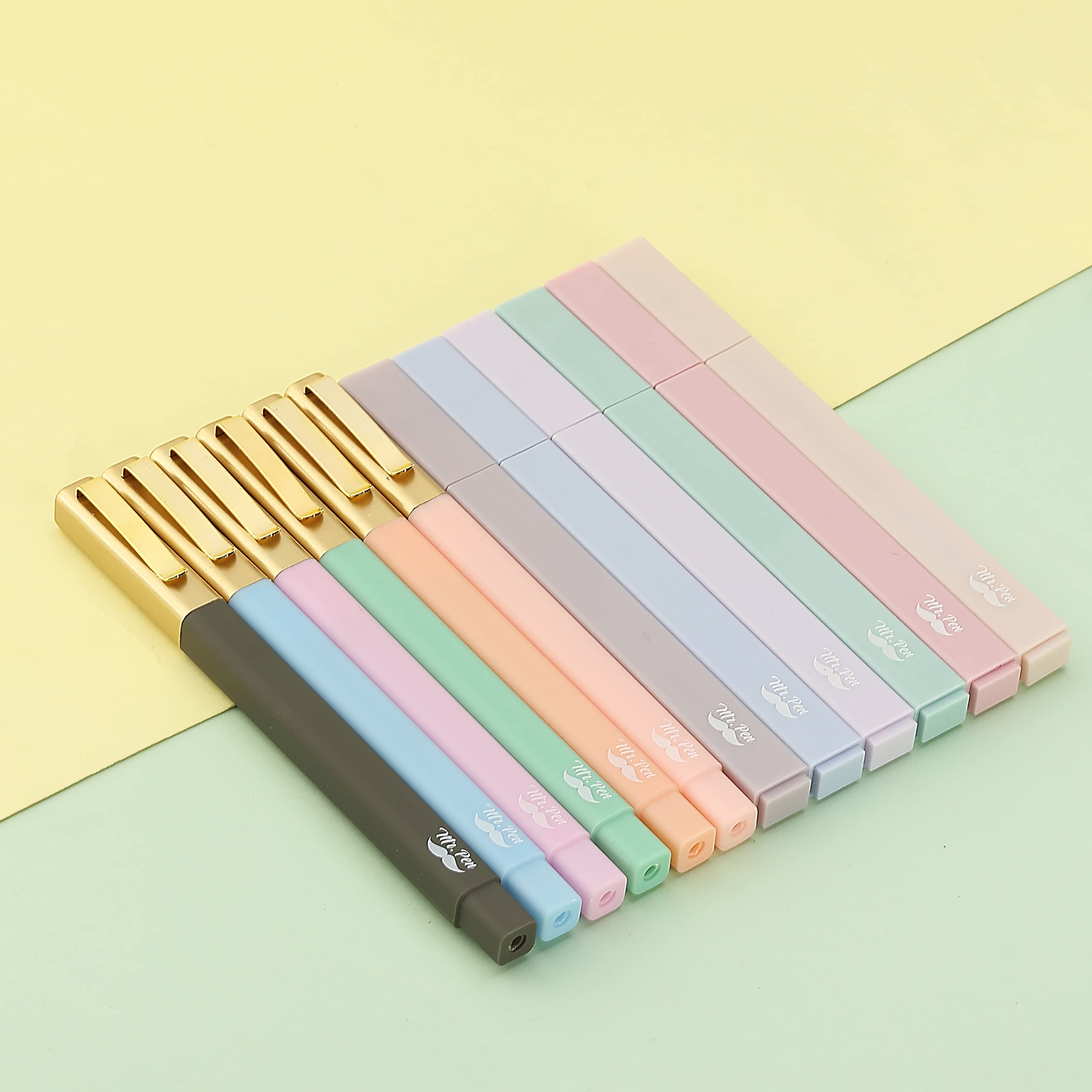 Mr. Pen- Aesthetic Highlighters and Pens No Bleed, 12 Pack, Pastel Color Bible Highlighters No Bleed, Black Ink Bible Pens, Highlighter Pens, No Bleed Highlighters for Bibles, Bible Pens
