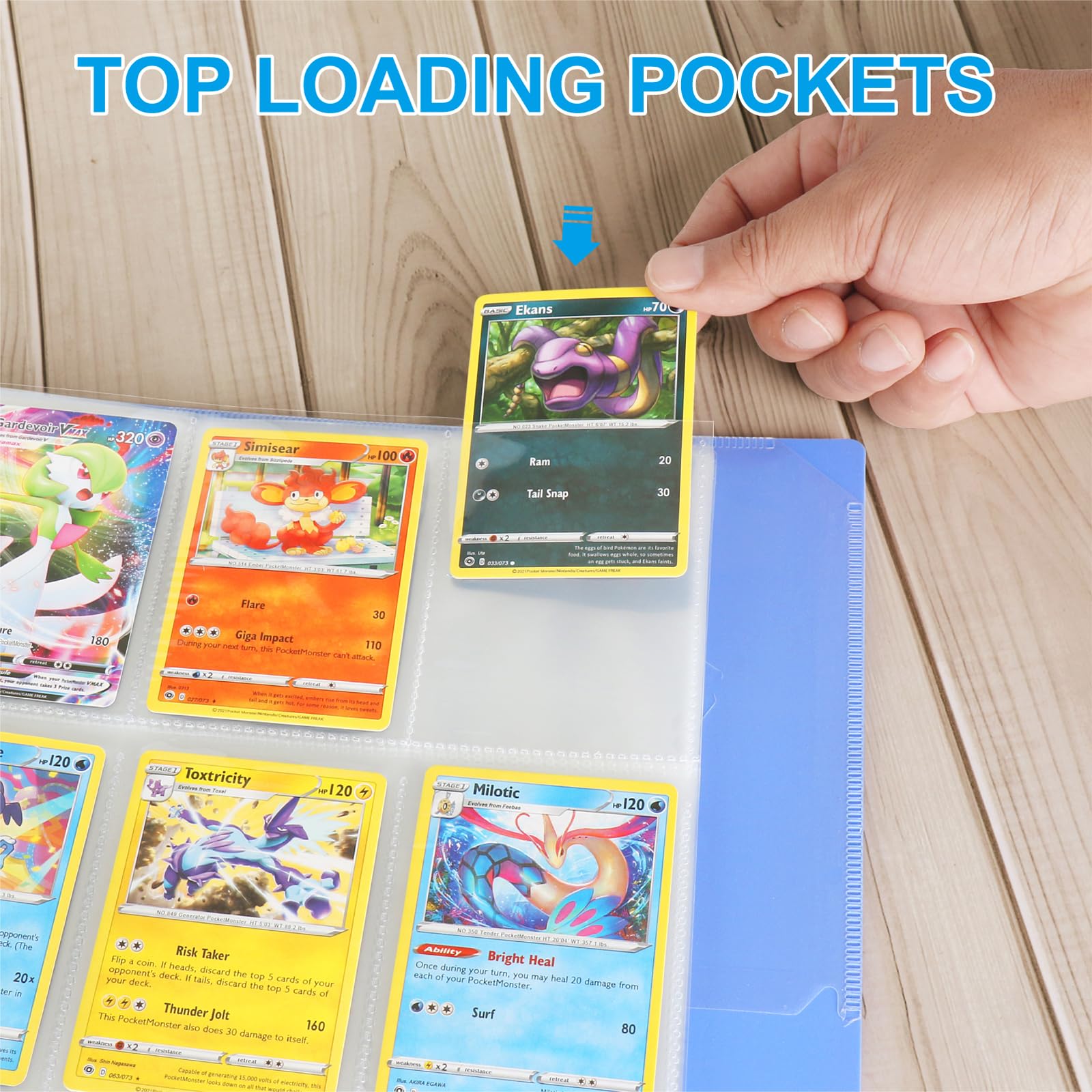 ABLY 540 Pockets Double-Sided Trading Card Pages Sleeves 9-Pocket Clear Plastic Game Card Protectors for Skylanders, Pokemon, Baseball Cards and More, Fit 3 Ring Binder (30 Pages)