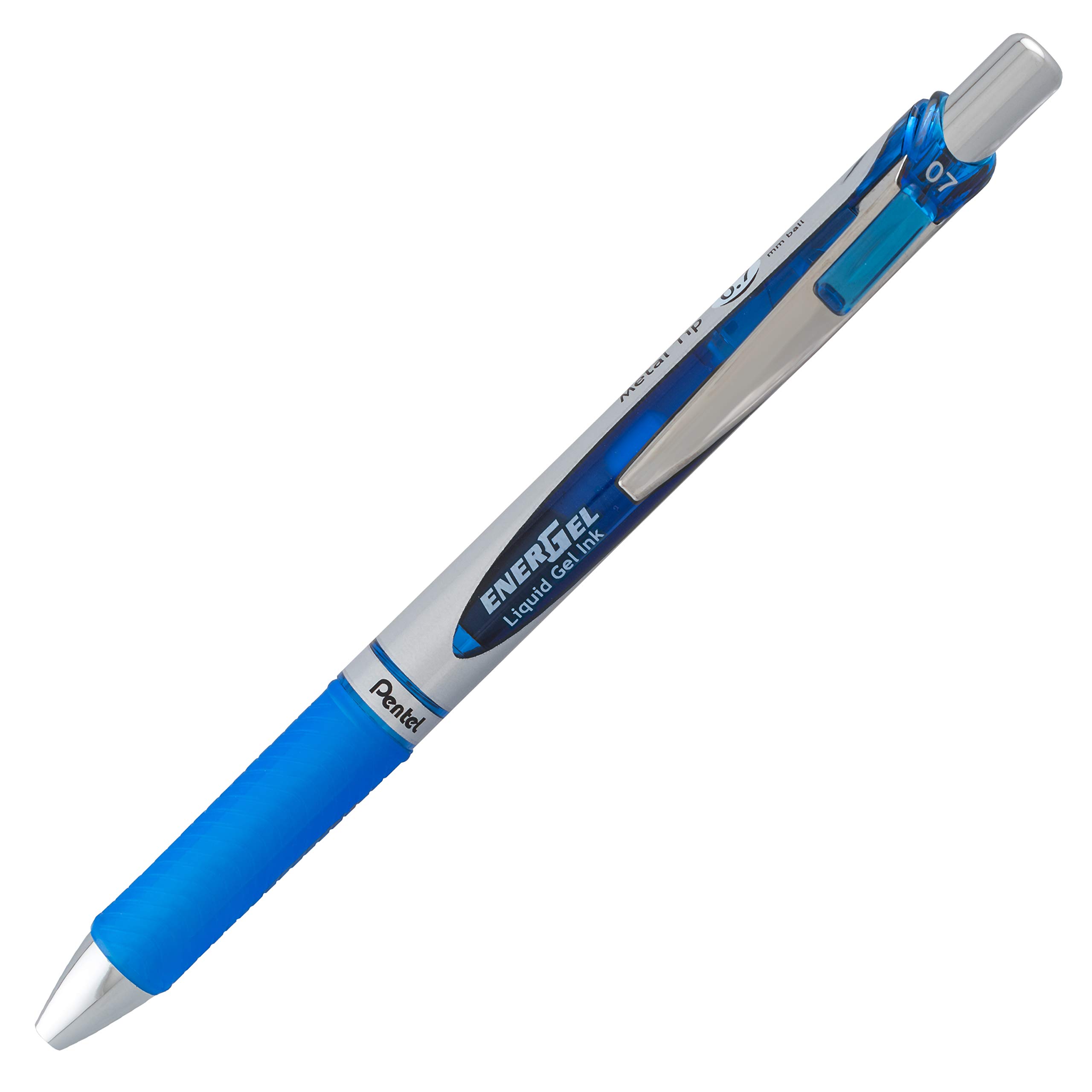 Pentel EnerGel 0.7 mm RTX Retractable Liquid Gel Pen, Bulk Combo Pack of 6 BLACK INK & 6 BLUE INK metal (Total of 12 Deluxe Pens in box) Medium Line, Metal Tip pens