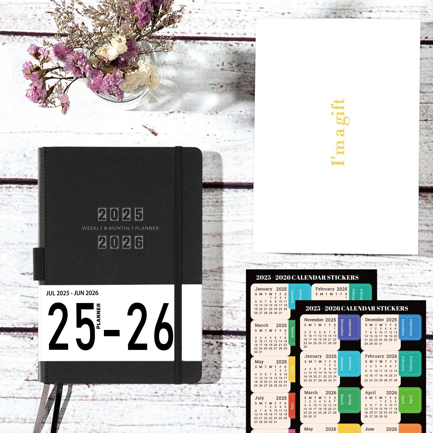 2023 Planner - 18-Months Weekly Monthly Planner 2023, January 2023 - June 2024, 5.75" x 8.25", Saffiano Leather with Thick Paper, Back Pocket with 32 Notes Pages - Black