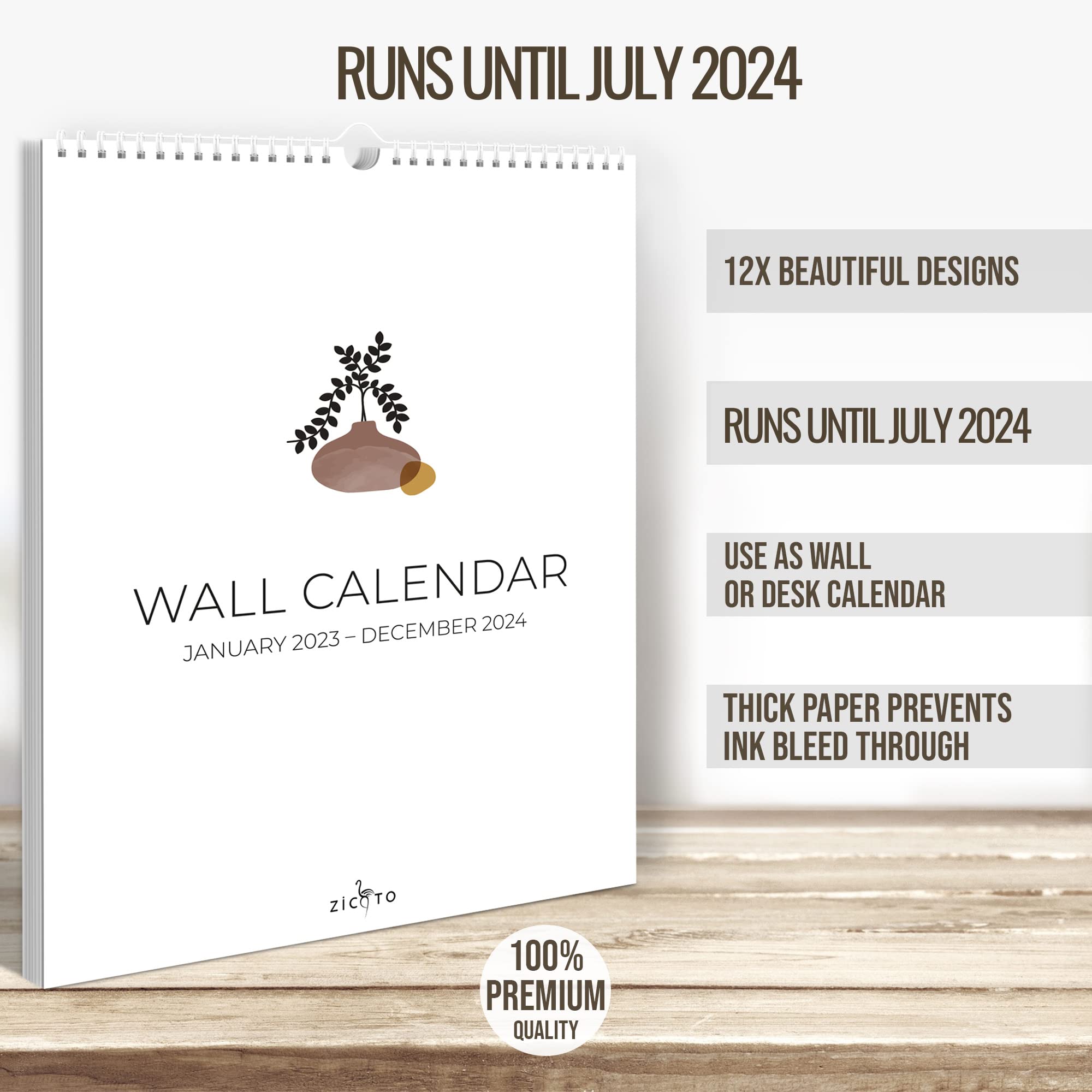 Beautiful 2023 Abstract Design Wall Calendar - Runs Until July 2024 - The Perfect Office Supplies for Women With Monthly Boho Decor Designs for Easy Planning