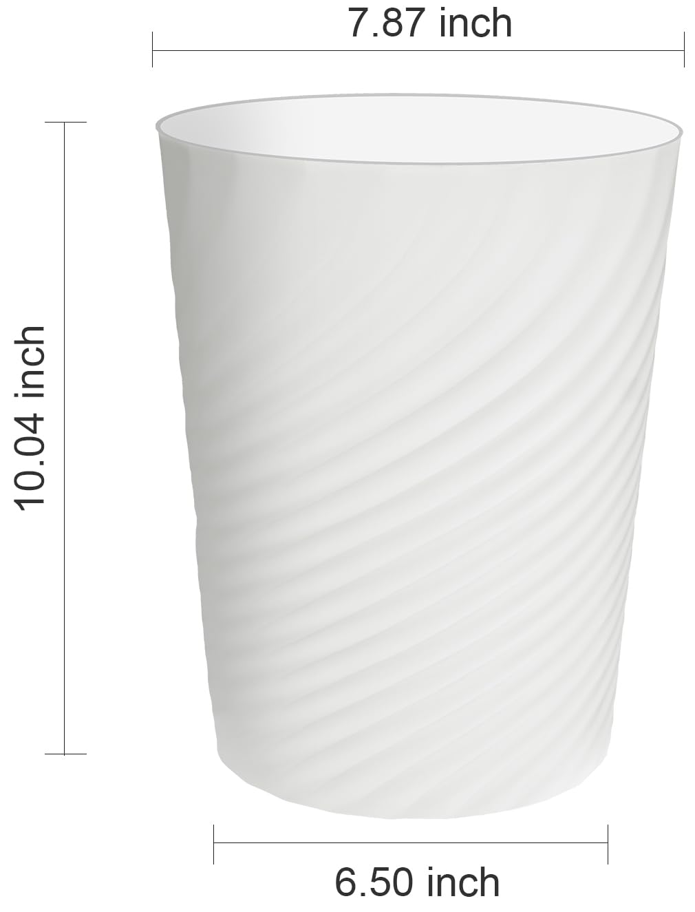 DAJITRE 1.8 Gallon Small Trash Can Wastebasket Recycling Bin Slim Profile for Compact Spaces Bathroom, Office, Bedroom, Kitchen (1.8 Gallon, White)