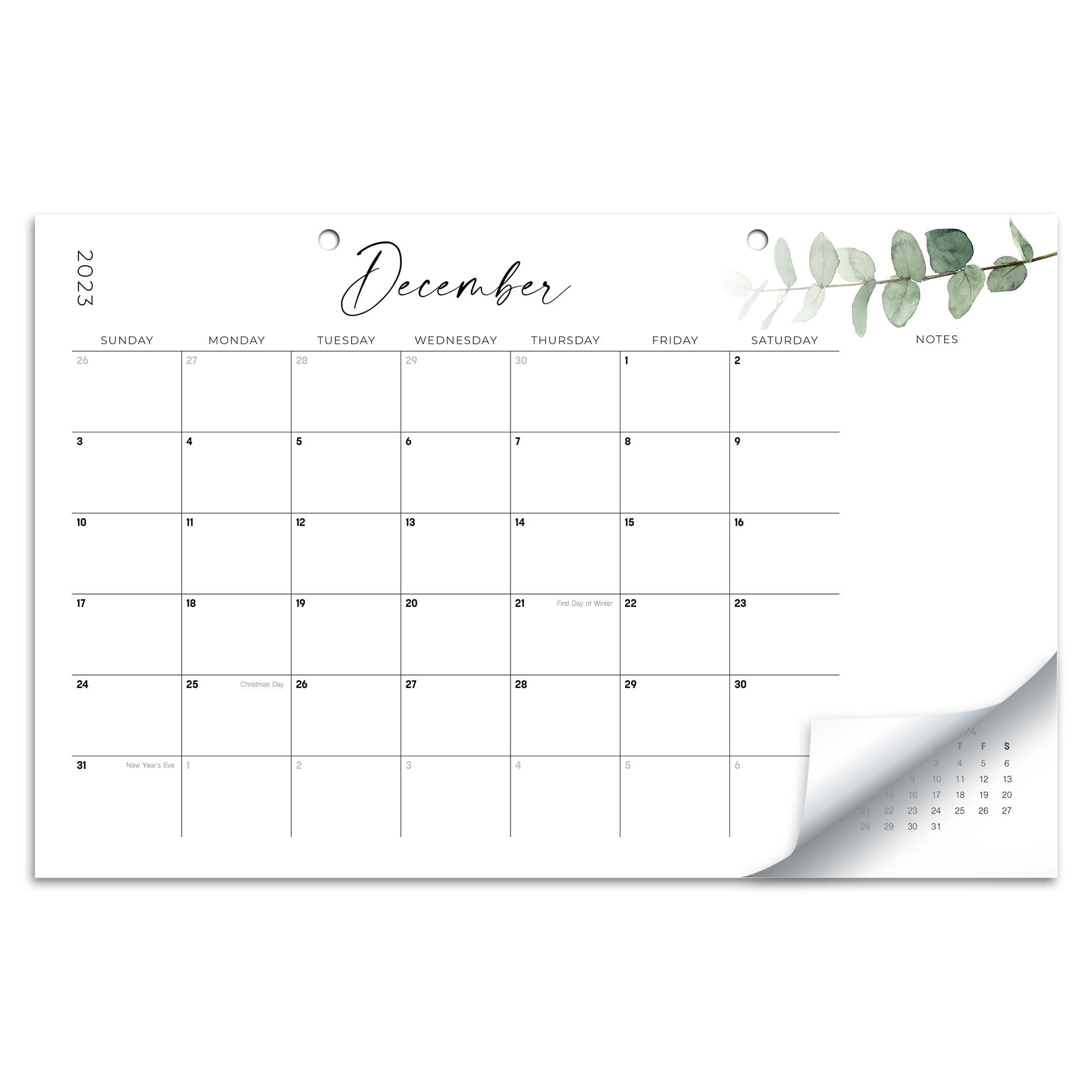 Aesthetic 2023 Modern Greenery Desk Calendar - Runs Until July 2024 - 17"x11" Desktop/Wall Calendar for Easy Organizing