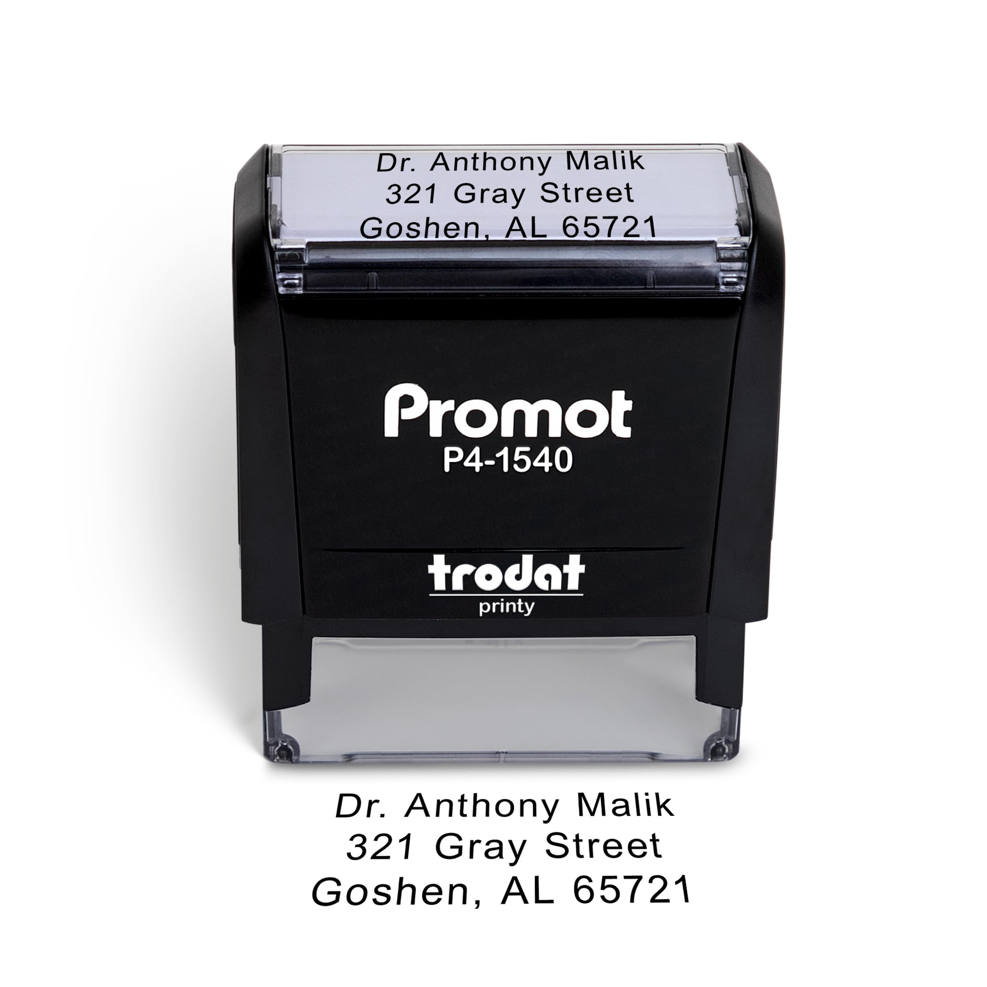 Promot Custom Stamp Up to 3 Lines of Personalized Text - Choose Font, Color, Pad, Self-Inking Personalized Stamp, Custom Stamp for Return Address & Mailing Address, Office Stamps, Ink Stamps - Small