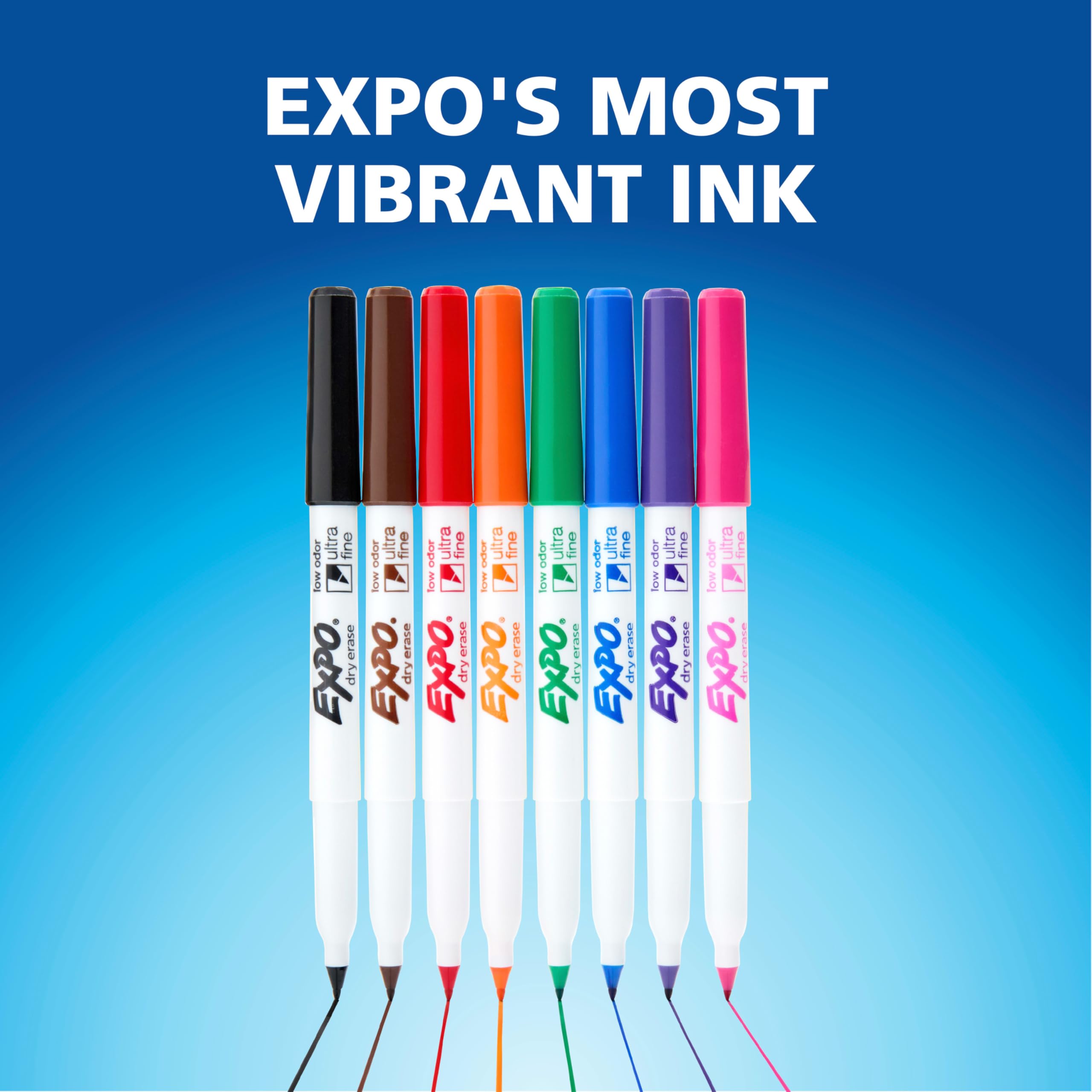 EXPO Low Odor Dry Erase Markers, Ultra-Fine Tip, Black, 4 Count
