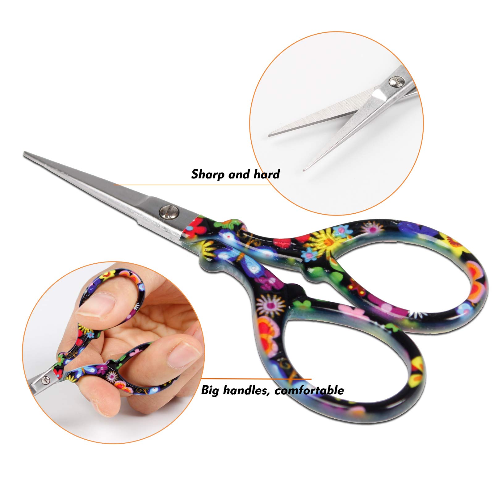 Hisuper Sewing scissors sharp scissors Embroidery Scissors Crafting Threading Scissors with Leather Scissors Cover for Needlework Craft Art Work Manual Sewing Handicraft DIY Tool