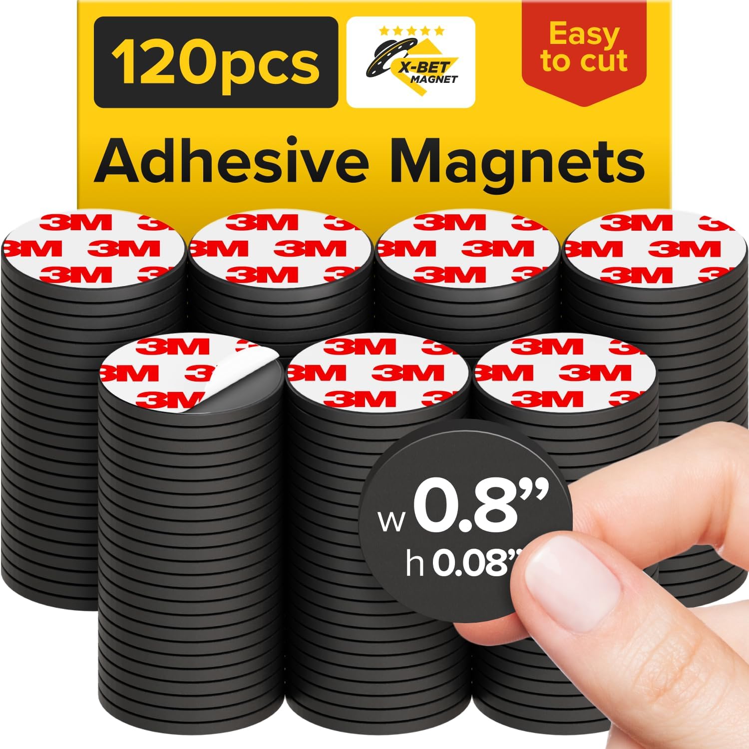 Magnetic Dots - Self Adhesive Magnet Dots (0.8" x 0.8") - Peel & Stick Magnetic Circles - Flexible Sticky Magnets - Sheets is Alternative to Magnetic Squares, Stickers, Strip and Tape (120 Pcs)