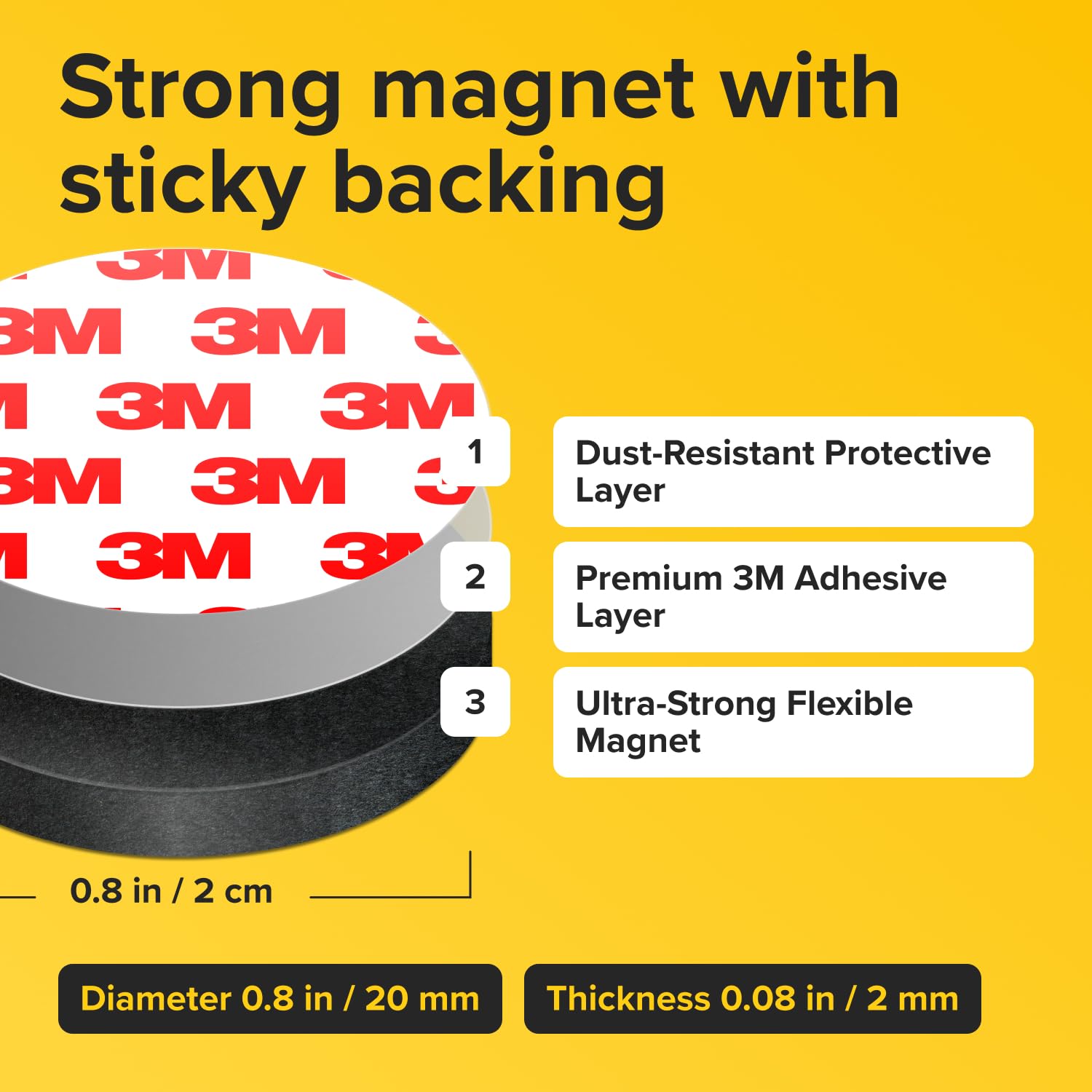 Magnetic Dots - Self Adhesive Magnet Dots (0.8" x 0.8") - Peel & Stick Magnetic Circles - Flexible Sticky Magnets - Sheets is Alternative to Magnetic Squares, Stickers, Strip and Tape (120 Pcs)