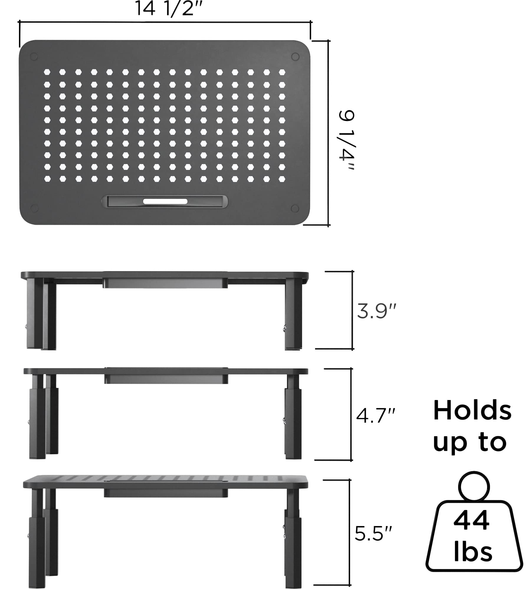 EVOOMI Monitor Stand Riser - Upgraded for Faster Productivity - Anti-Skid, HD Hexagonal Steel - Free Cable Ties - Computer Stand - Laptop, Desktop, Printer, iMac (Pack of 2)