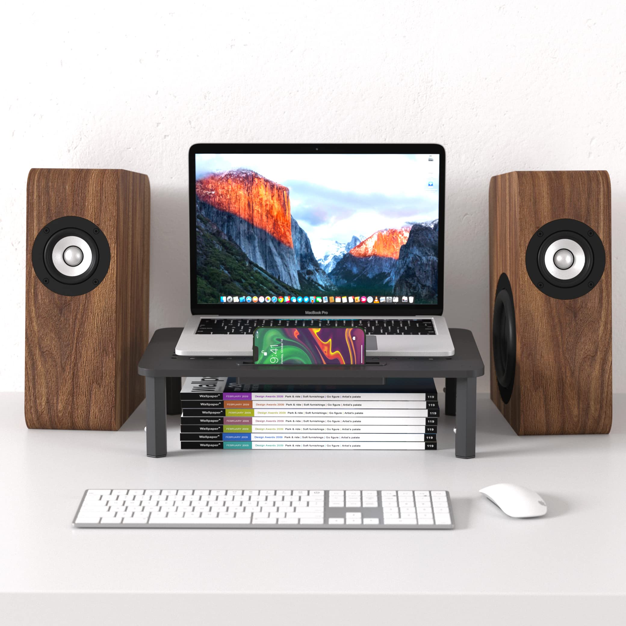 EVOOMI Monitor Stand Riser - Upgraded for Faster Productivity - Anti-Skid, HD Hexagonal Steel - Free Cable Ties - Computer Stand - Laptop, Desktop, Printer, iMac (Pack of 2)