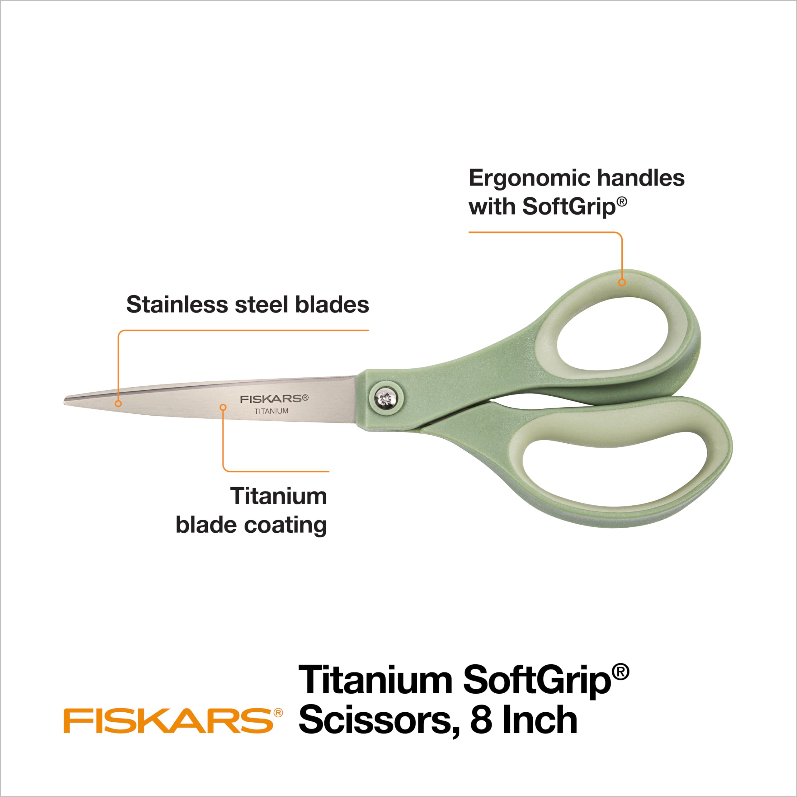 Fiskars Crafts Purpose Titanium Softgrip Fiskars Scissors, 3 Pack, Blue/Pink/Green