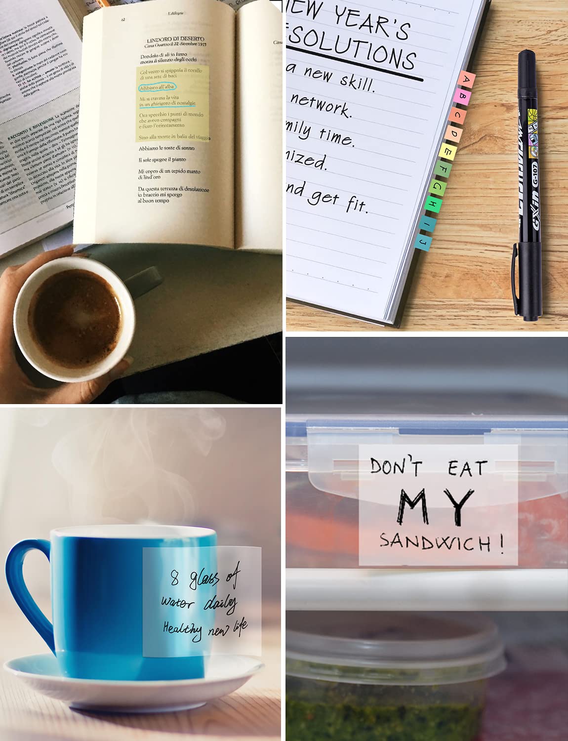 550 Pcs Transparent Sticky Notes, 3x3" Clear Sticky Notes with Marker, 2023 Planner XURISEN 9 Pack 2X Sticking Power Translucent Sticky Note Pads for Book Notes Highlights, Clean Removal