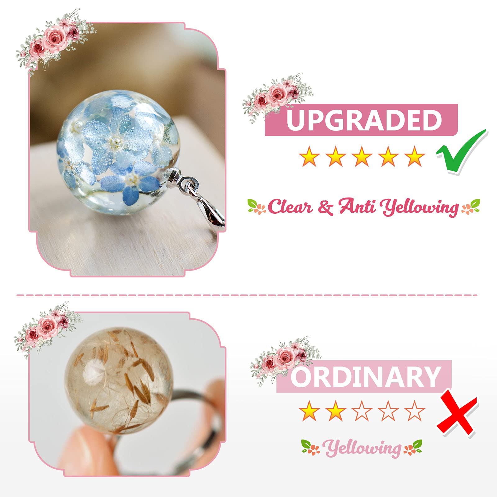 YIEHO 300g UV Resin Clear,Hard,Upgraded Crystal Clear Epoxy Resin Up Premixed UV Cure Resin for Craft Jewelry Making