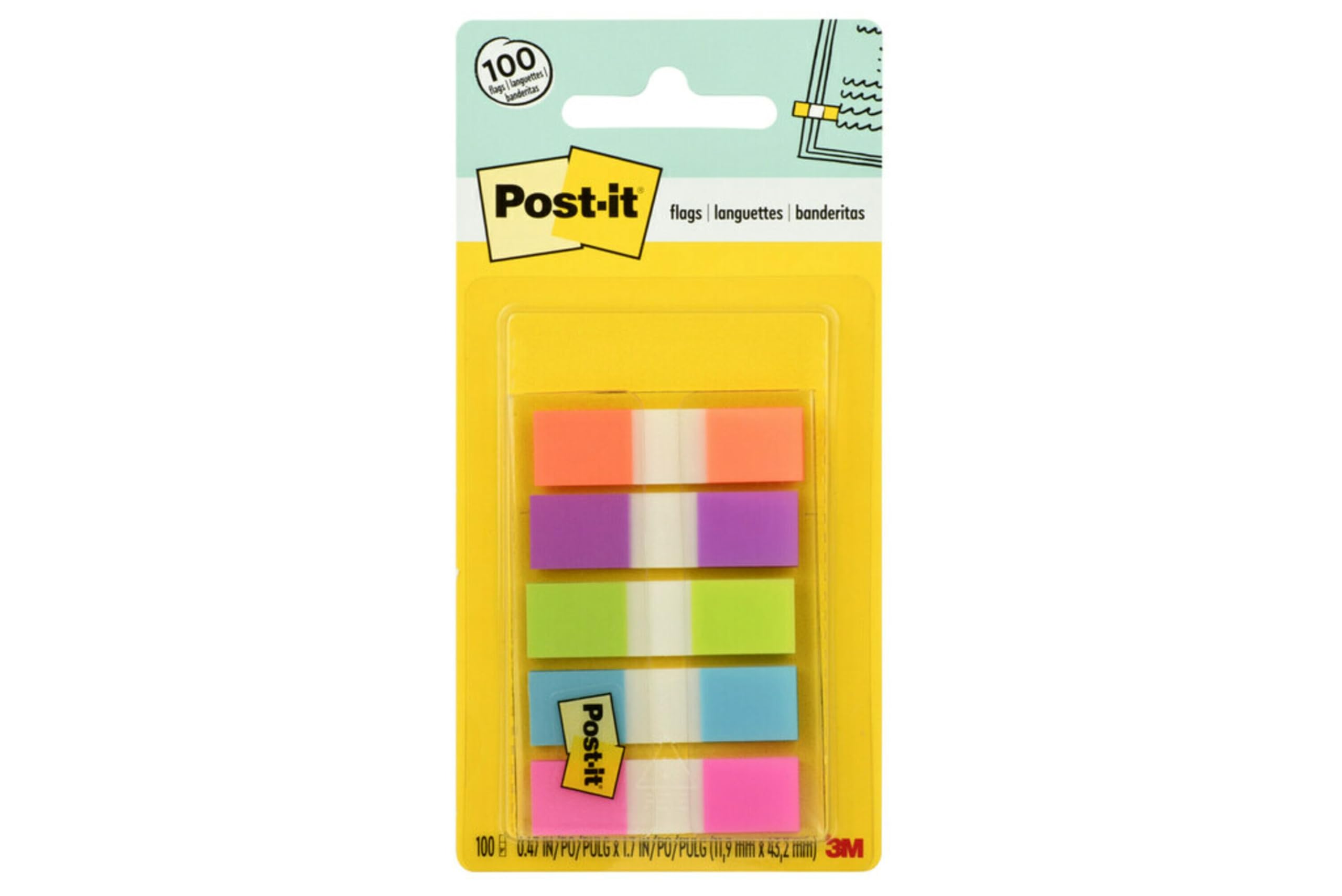 Post-it Flags 6835CB2 Page Flags in Portable Dispenser, 5 Bright Colors, 5 Dispensers, 20 Flags/Color
