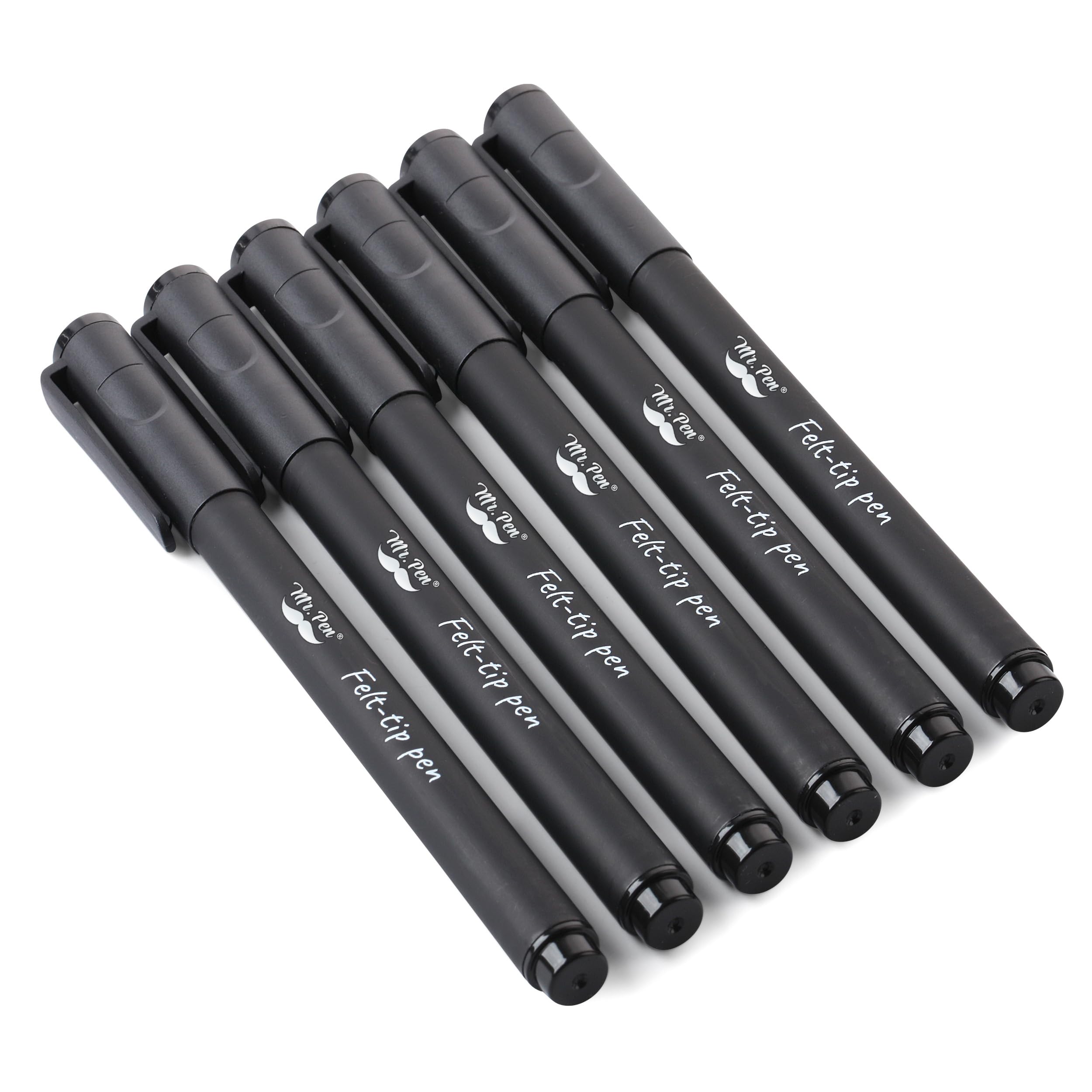 Mr. Pen- Pens, Felt Tip Pens, Black Pens, Pack of 6, Fast Dry, No Smear, Fine Point Pens Black, Black Felt Tip Pens, Bible Journaling Pens, Felt Pens, Planner Markers, Pens for Journaling