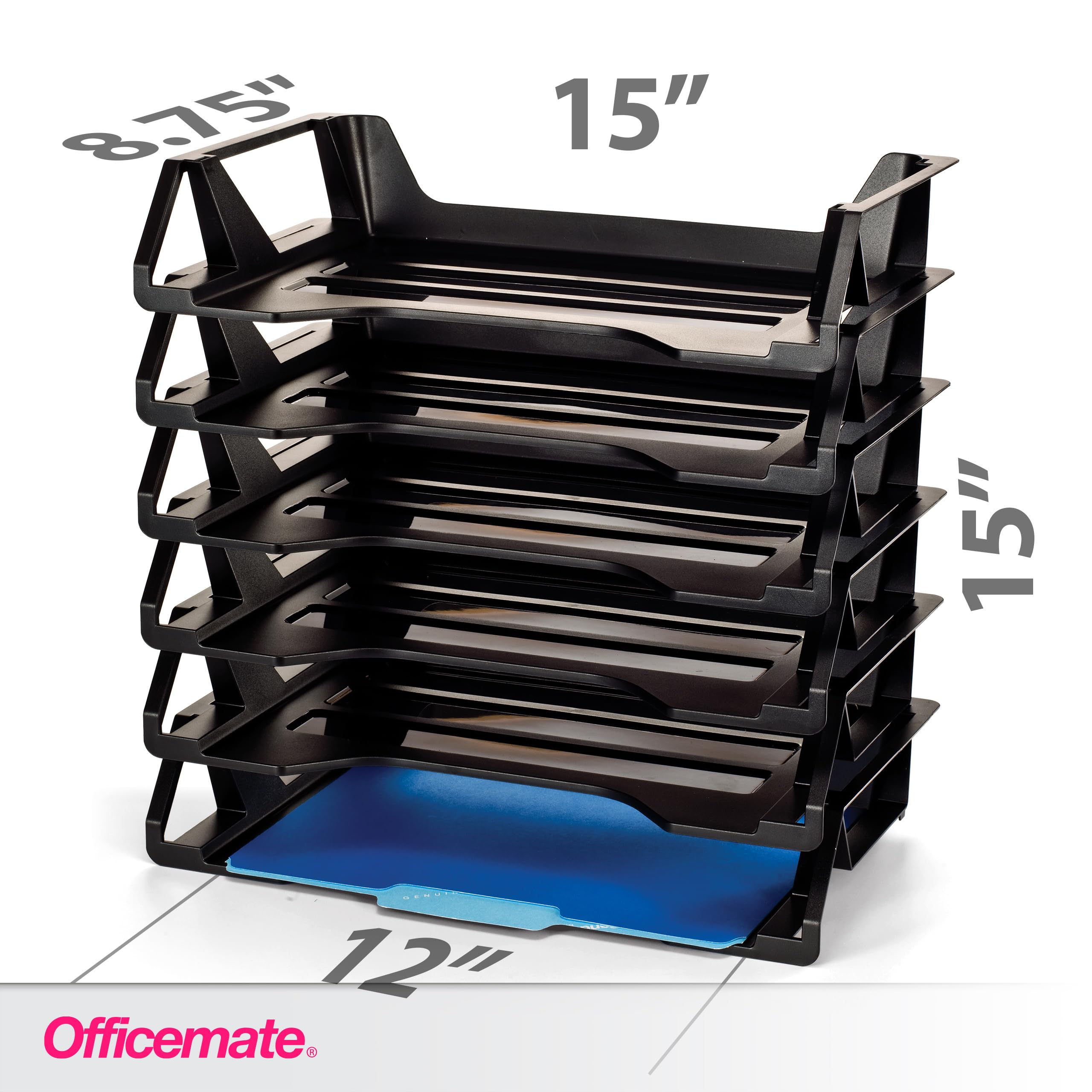 Officemate Recycled Desk Tray, Side Load, 15 1/8 x 8 7/8 x 15, Letter/A4, 6/PK (26212)
