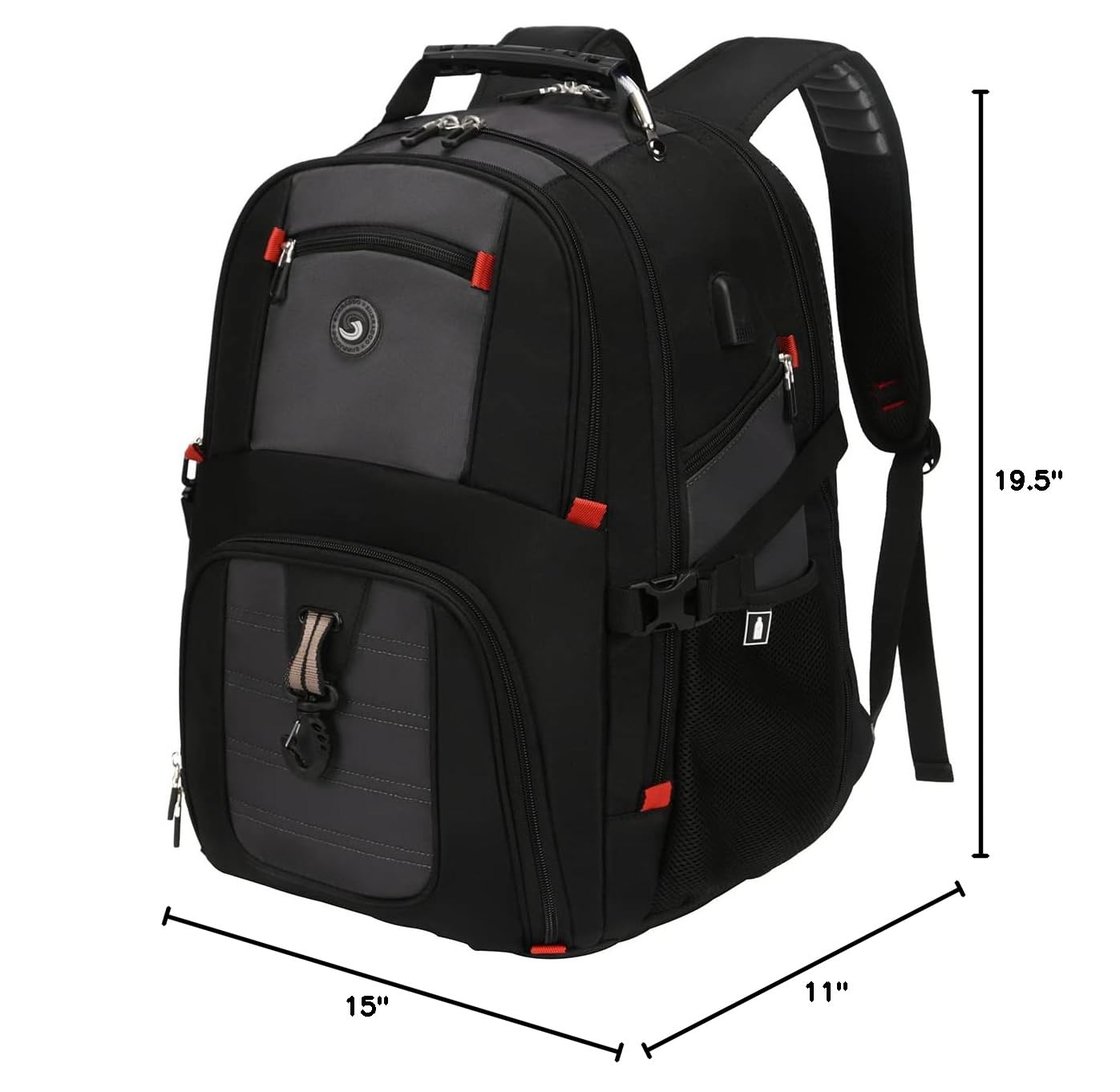 SHRRADOO Extra Large 50L Travel Laptop Backpack, College School Computer Backpacks with USB Charging Port Fits 17 Inch Laptops for Men Women(A Black)
