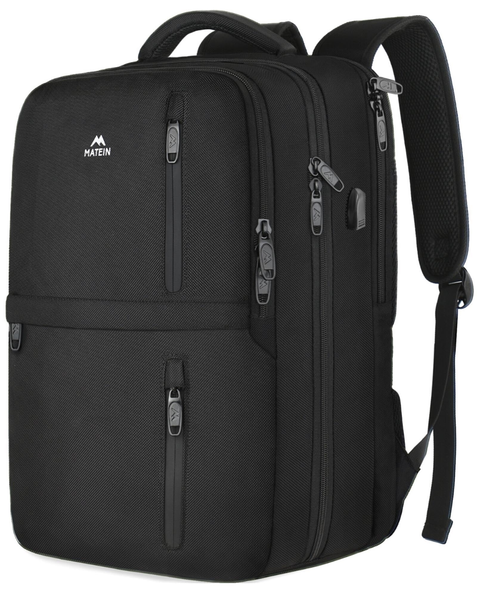 MATEIN Travel Backpack, 40L Flight Approved Carry on Hand Luggage, Water Resistant Anti-Theft Business Large Daypack Weekender Bag for 17 Inch Laptop, Black
