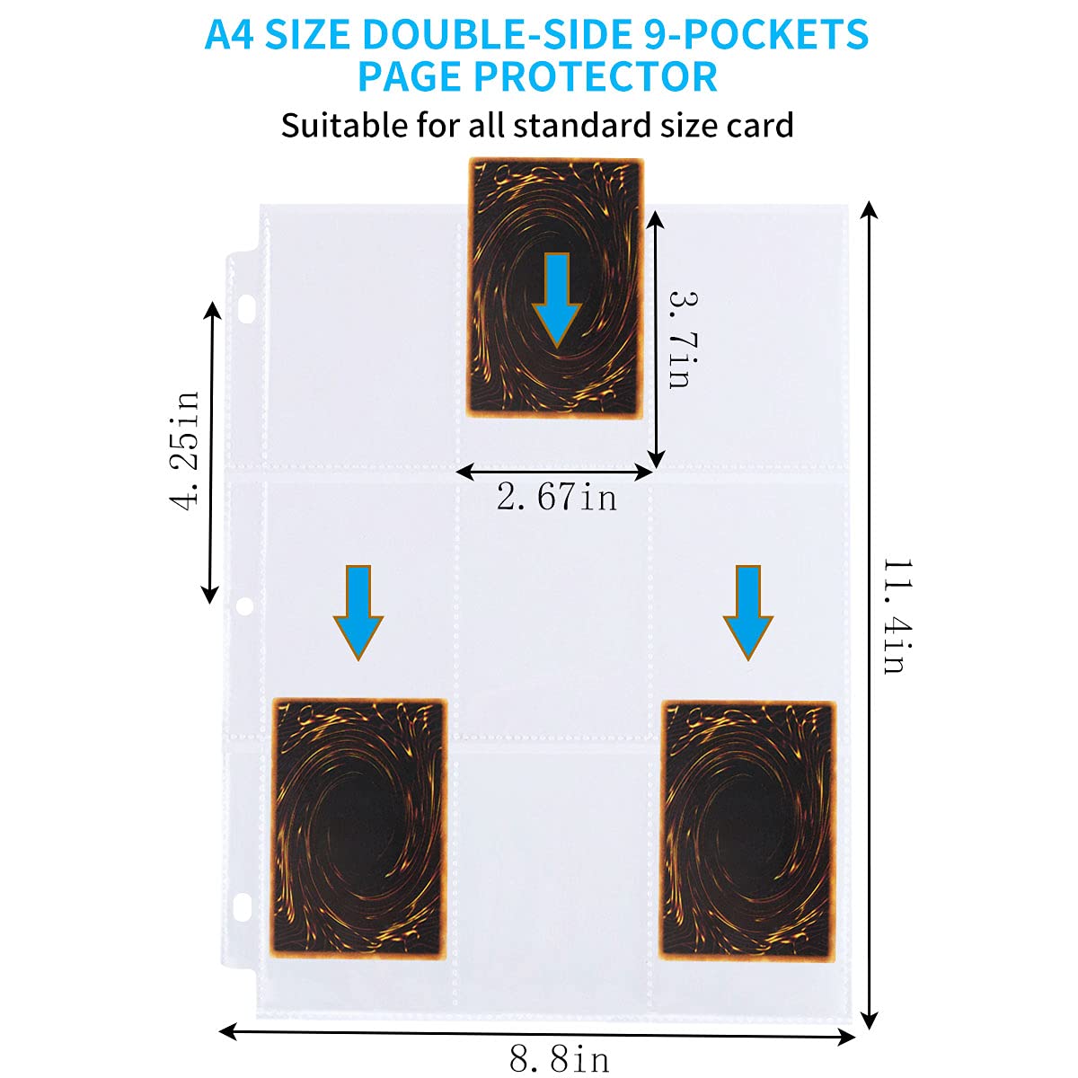 9 Pocket Page Protector - 540 Pockets Premium Double Side Trading Card Sleeves Pages for 3 Ring Binder, Standard Size Card Sheets Protectors Fit for Sport Cards, Coupon, Business Cards, Pokemon Cards