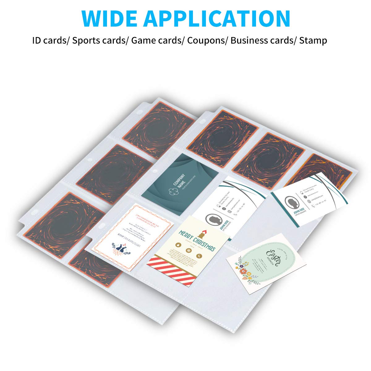 9 Pocket Page Protector - 540 Pockets Premium Double Side Trading Card Sleeves Pages for 3 Ring Binder, Standard Size Card Sheets Protectors Fit for Sport Cards, Coupon, Business Cards, Pokemon Cards